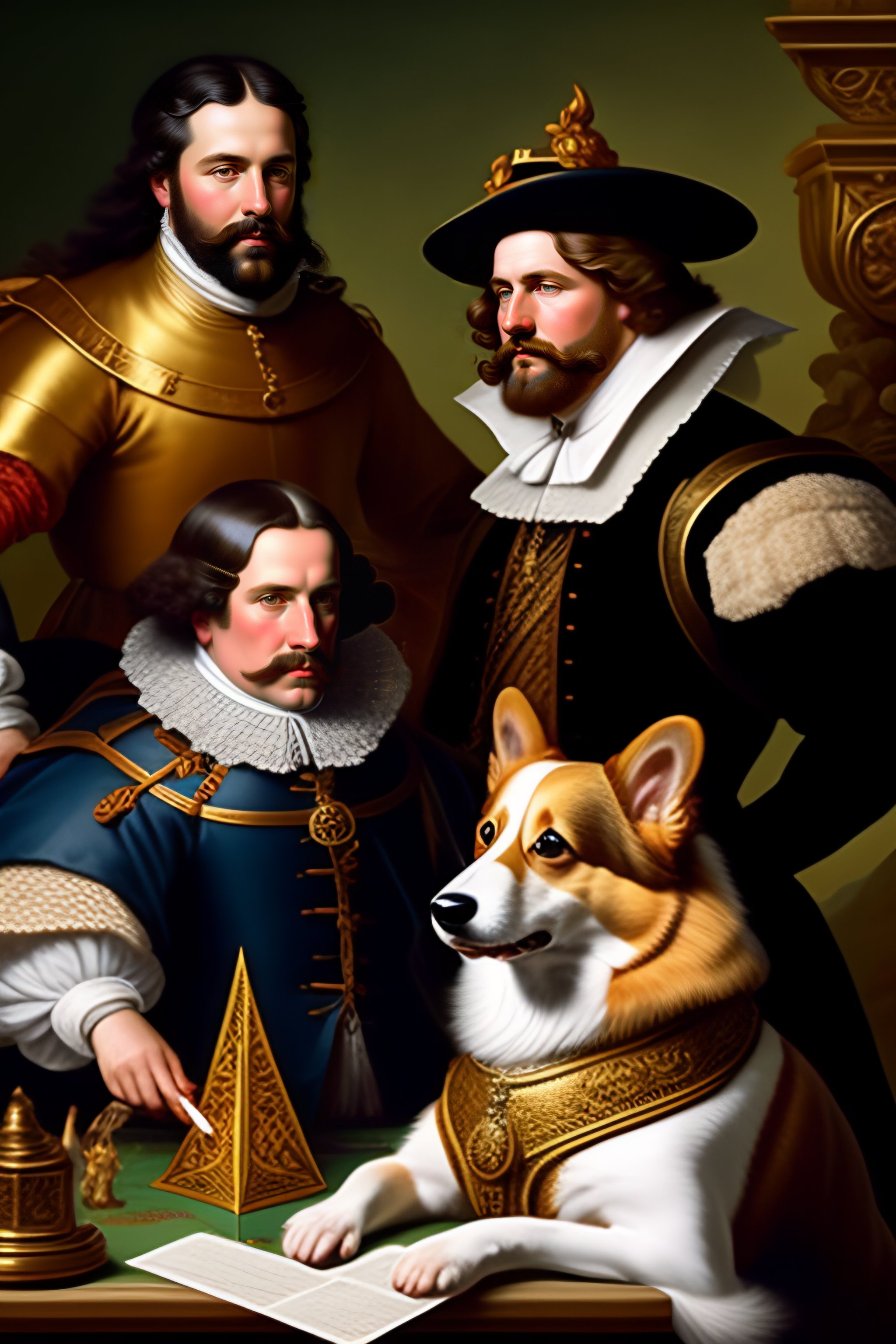 Lexica - Dutch Golden age style portrait of Corgi's playing dungeons ...