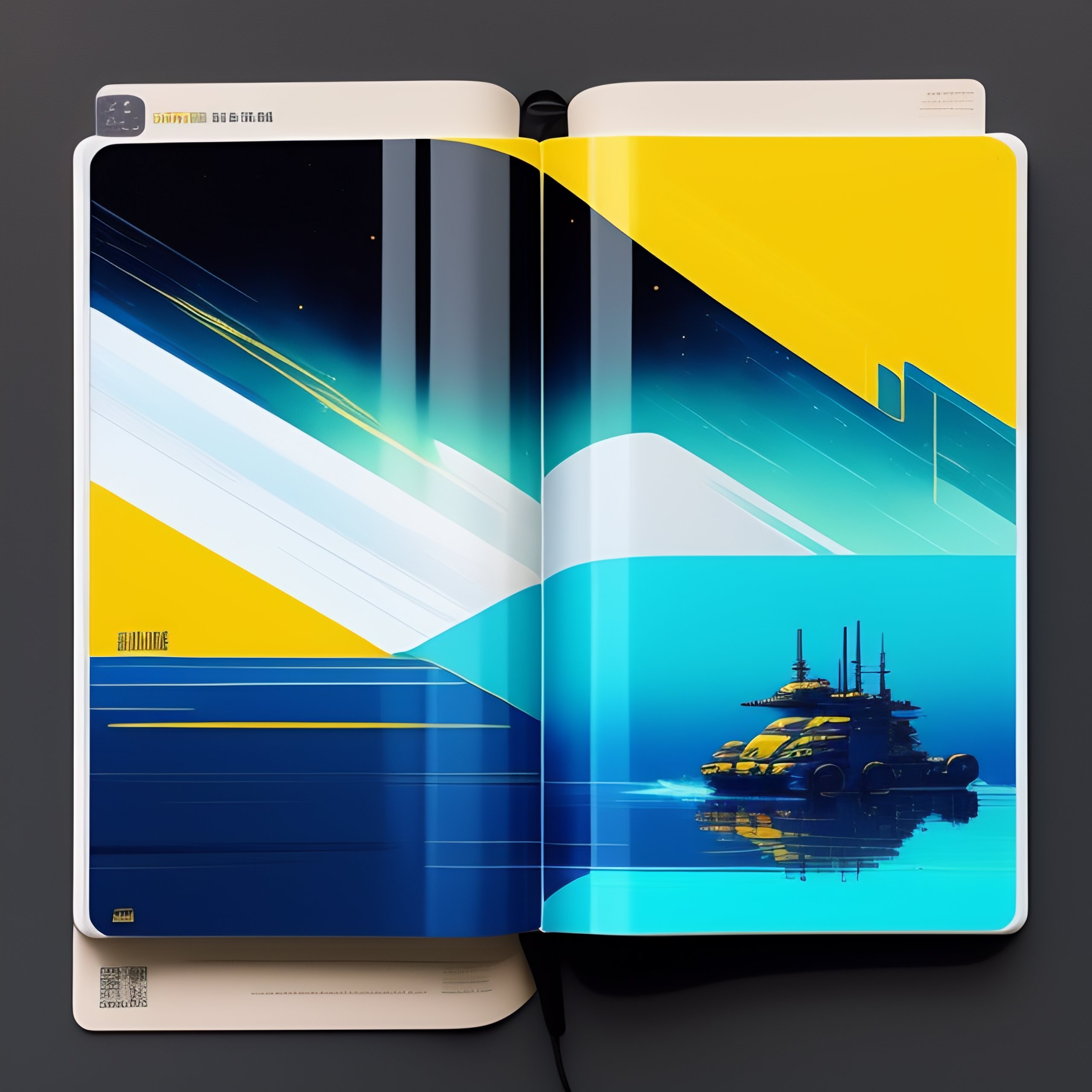 Lexica - Photo of a yellow and blue book, style of laurie greasley ...