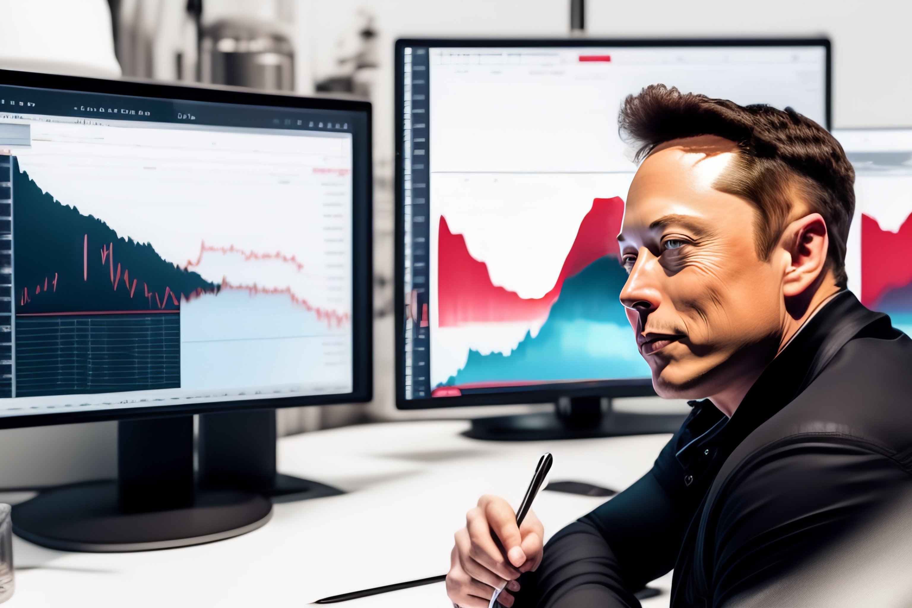 Lexica - Elon Musk watching tesla stock chart on whiteboard collapse ...