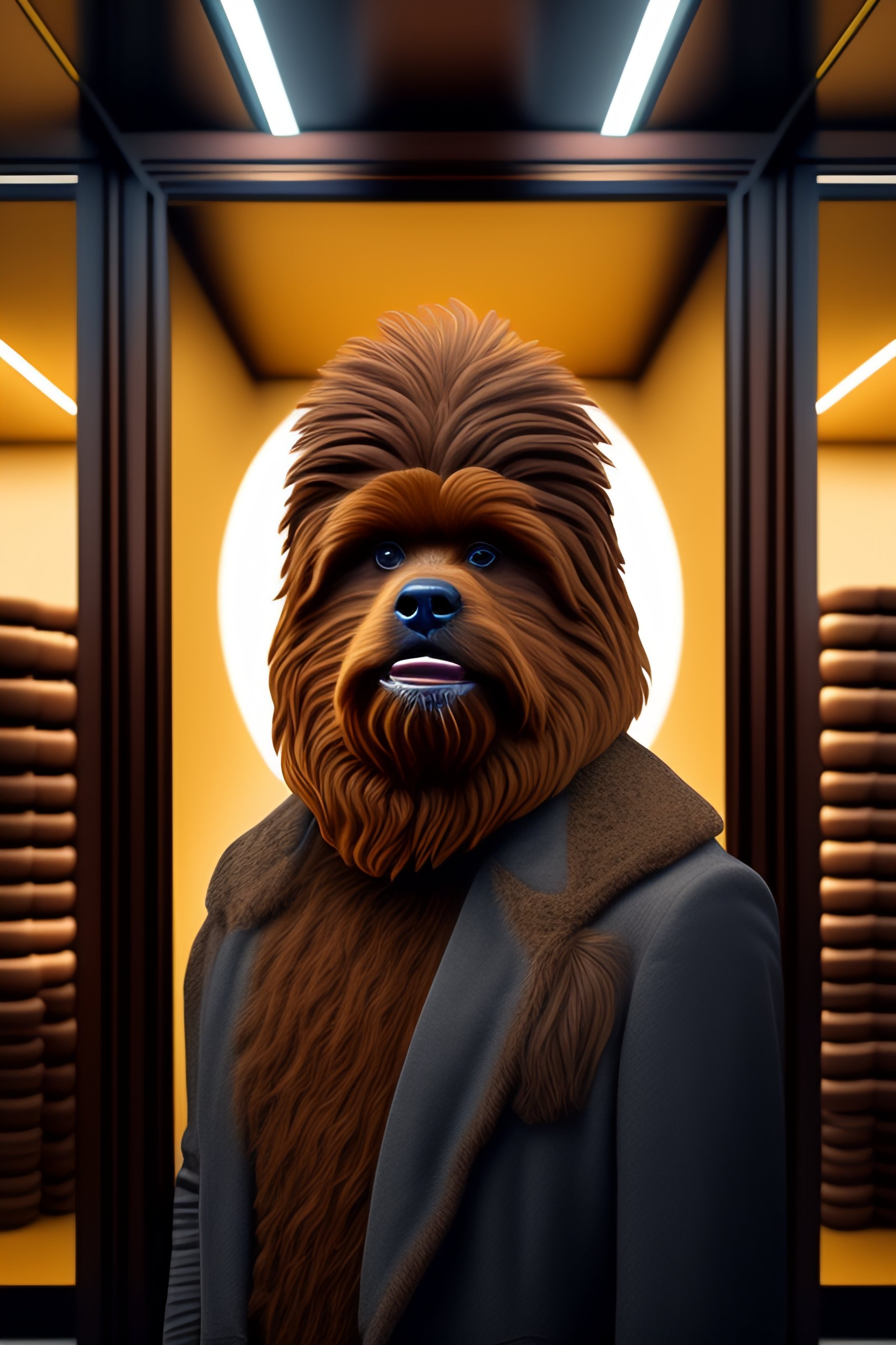 Lexica - Digital art of a distopian Chewbacca of mad max inside a ...