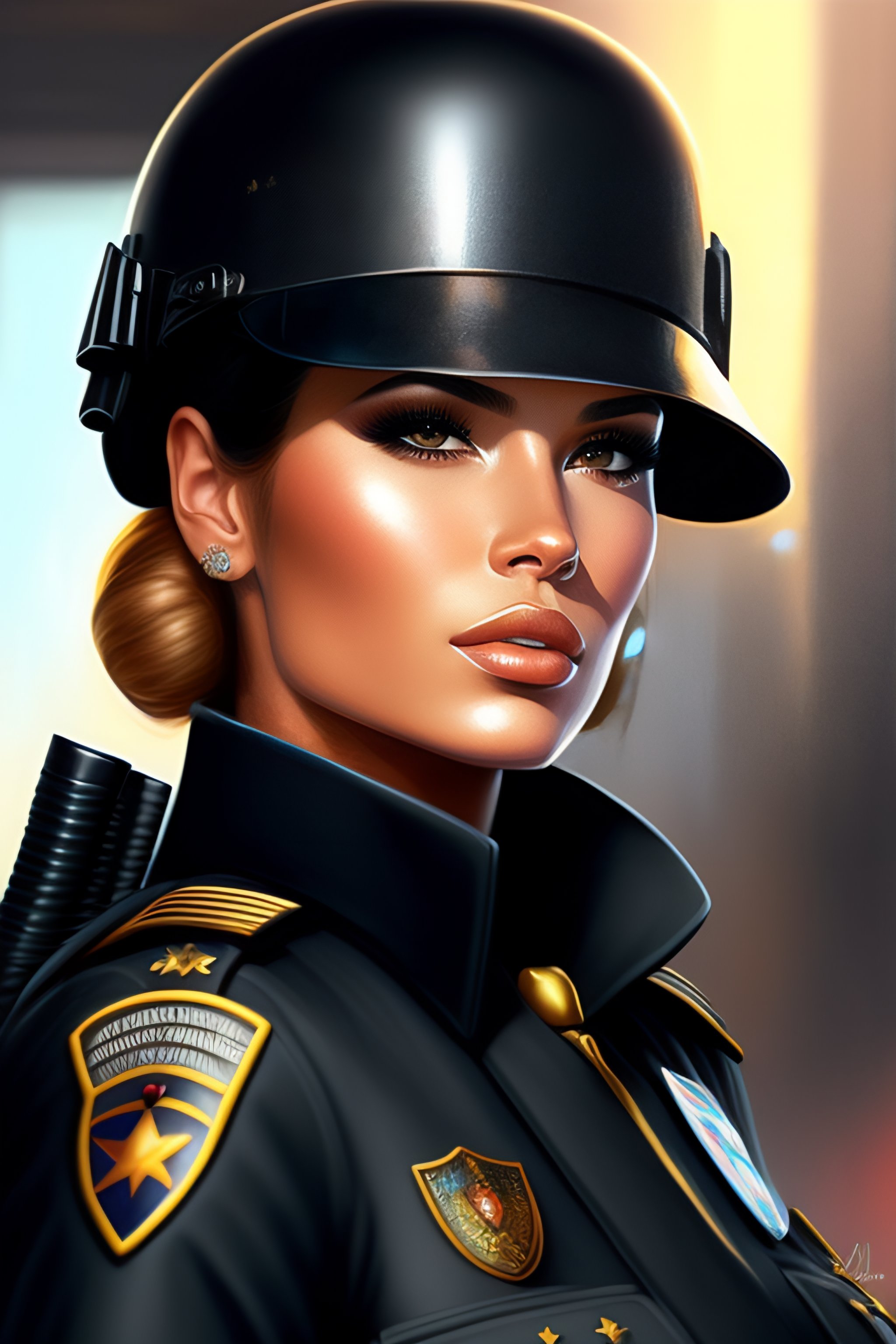 Lexica - A portrait of girl dressed as a swat police officer, highly ...