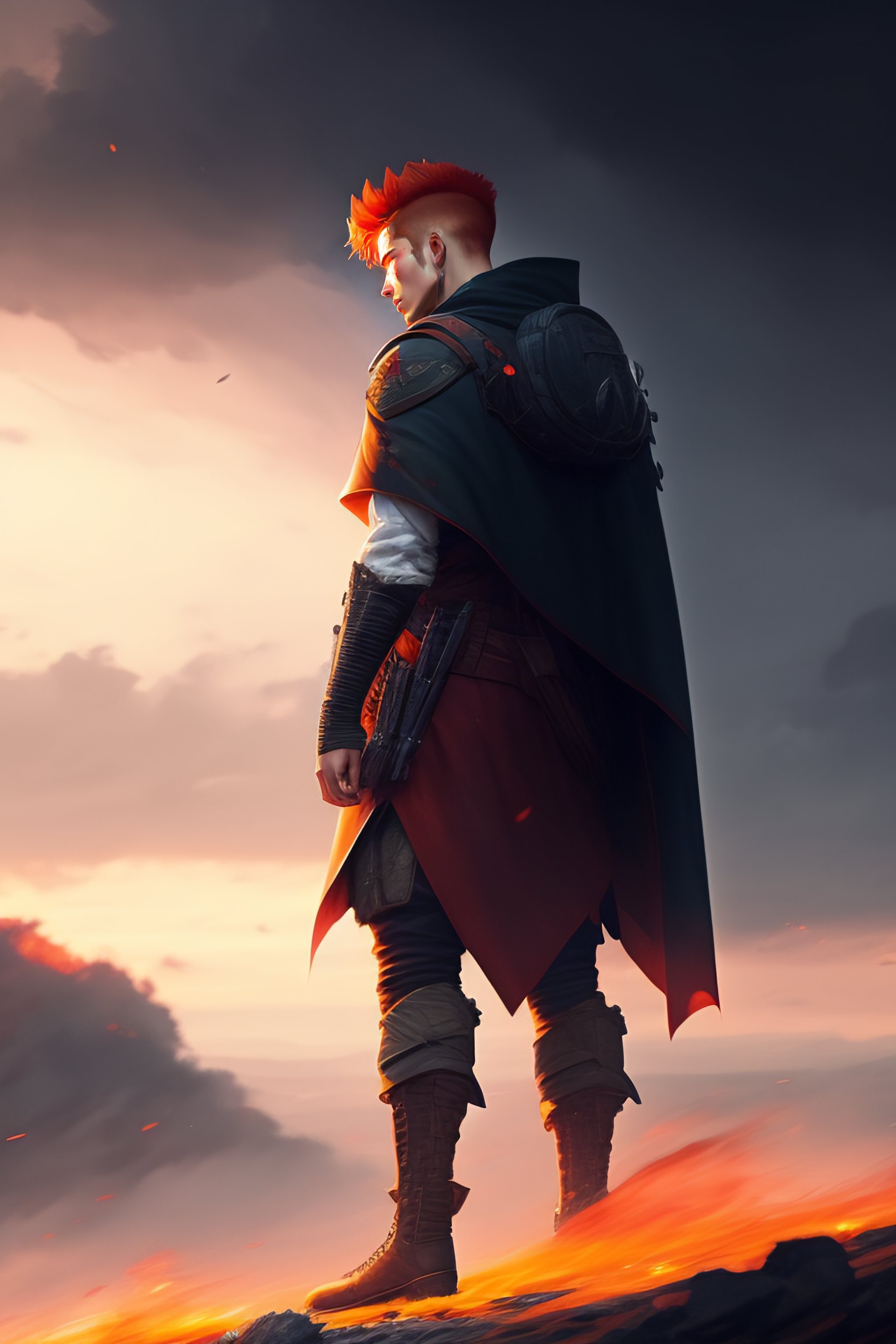 Lexica - Young man, crimson hair, injured soldier, Battlefield , long ...