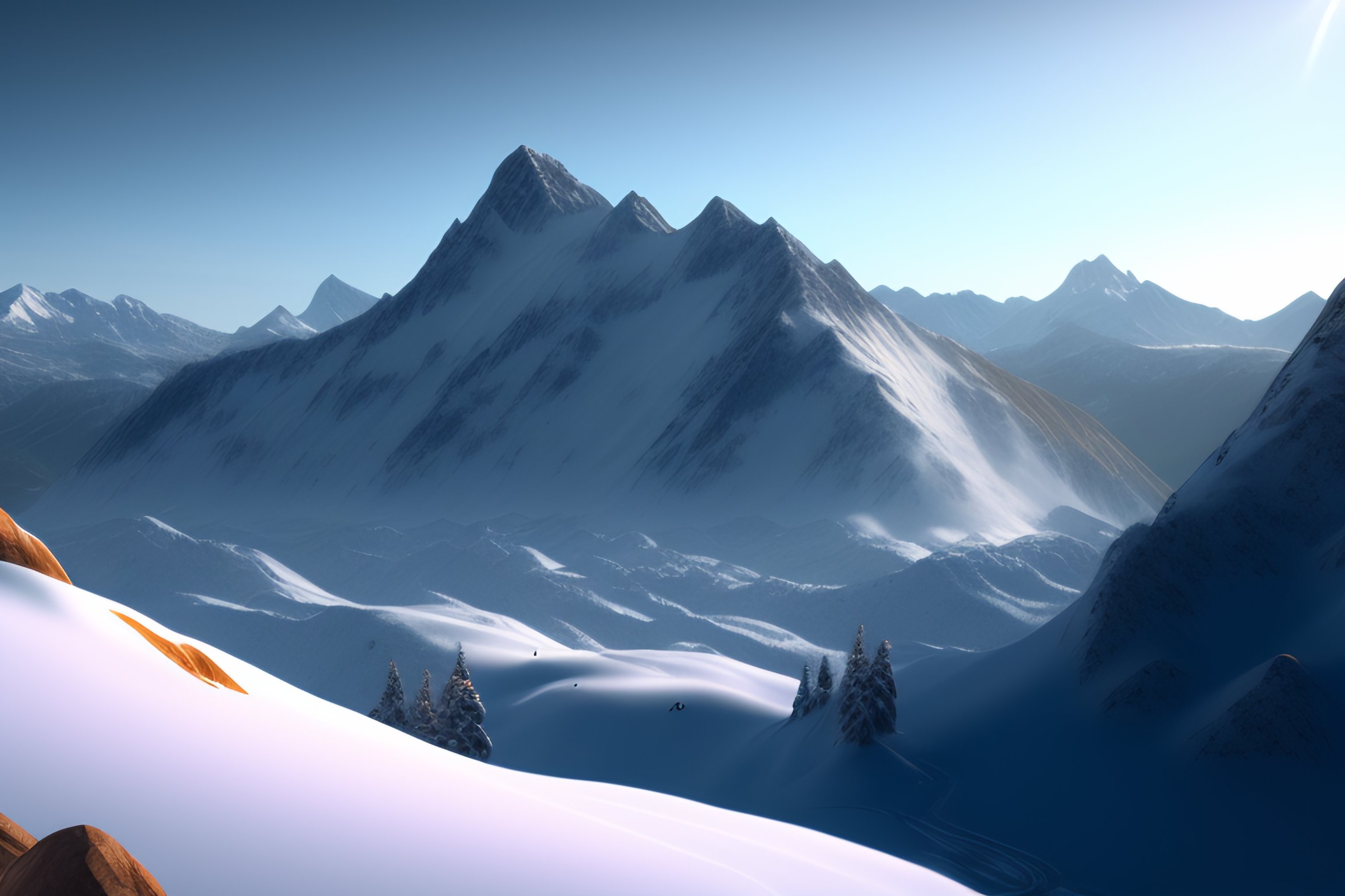 Lexica - Artstation scifi 3D scene of a showing mountains at ...