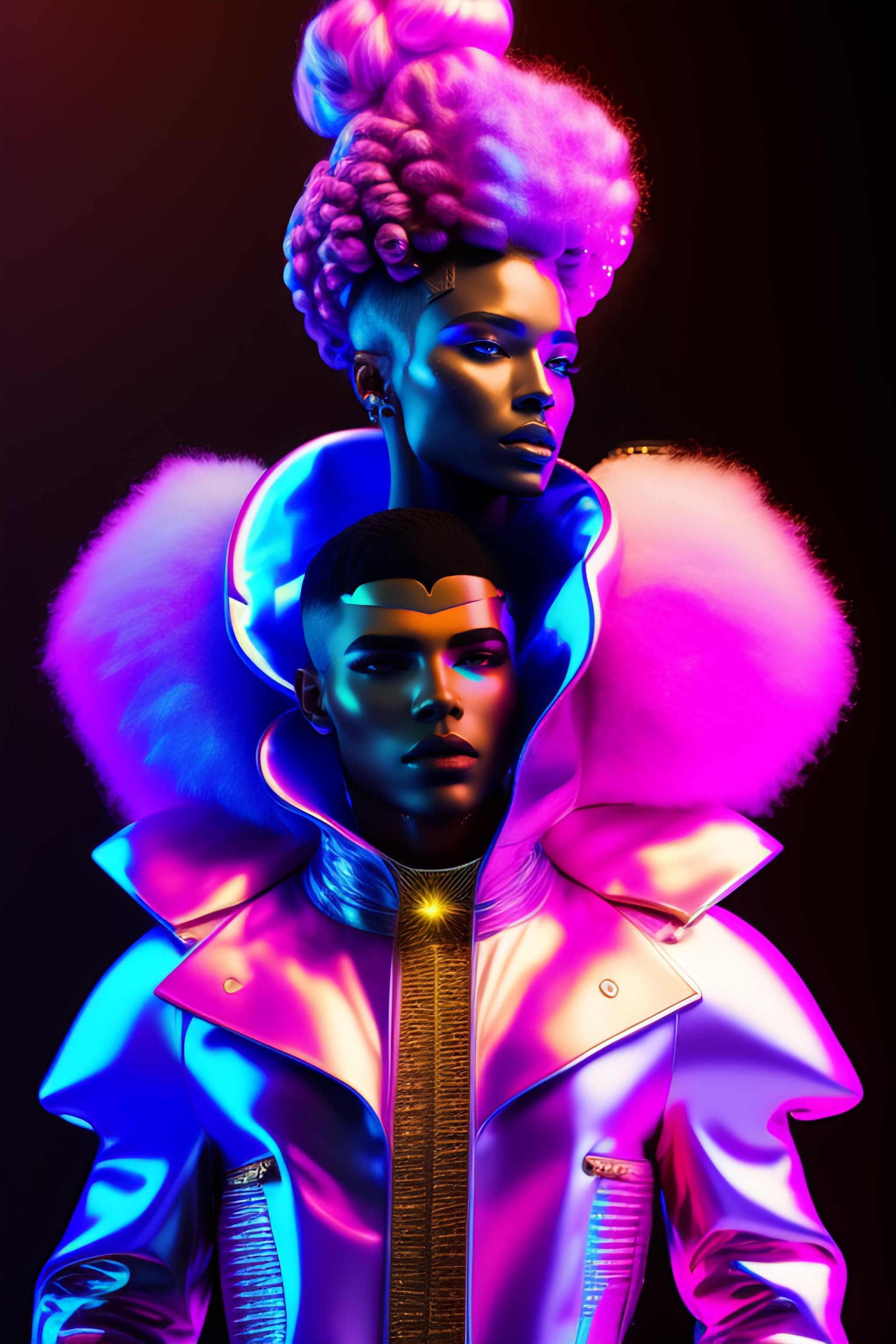 Lexica - Full-body rococo and cyberpunk delicate neon crystalline ...