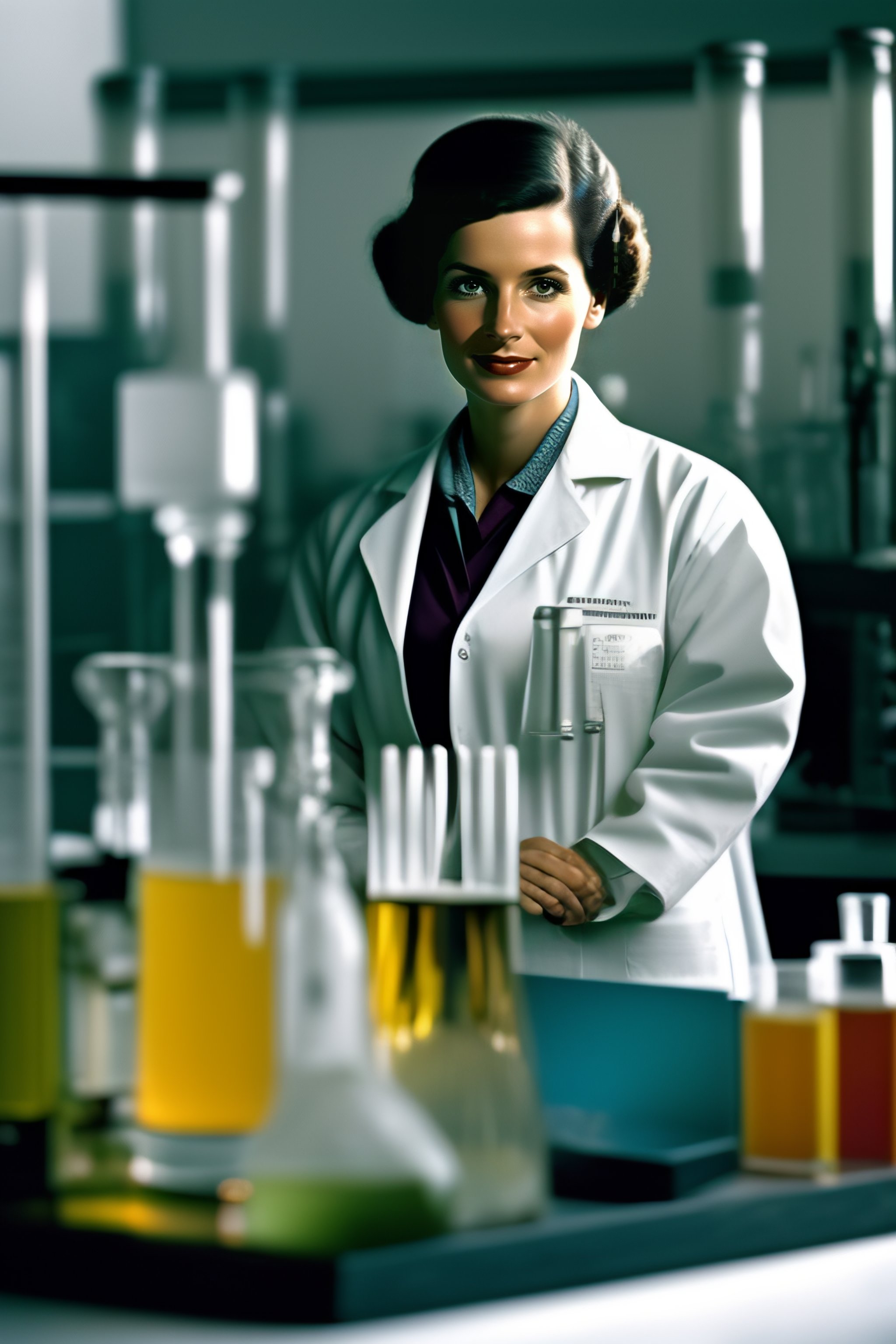 Lexica - Woman scientist in laboratory retro photo