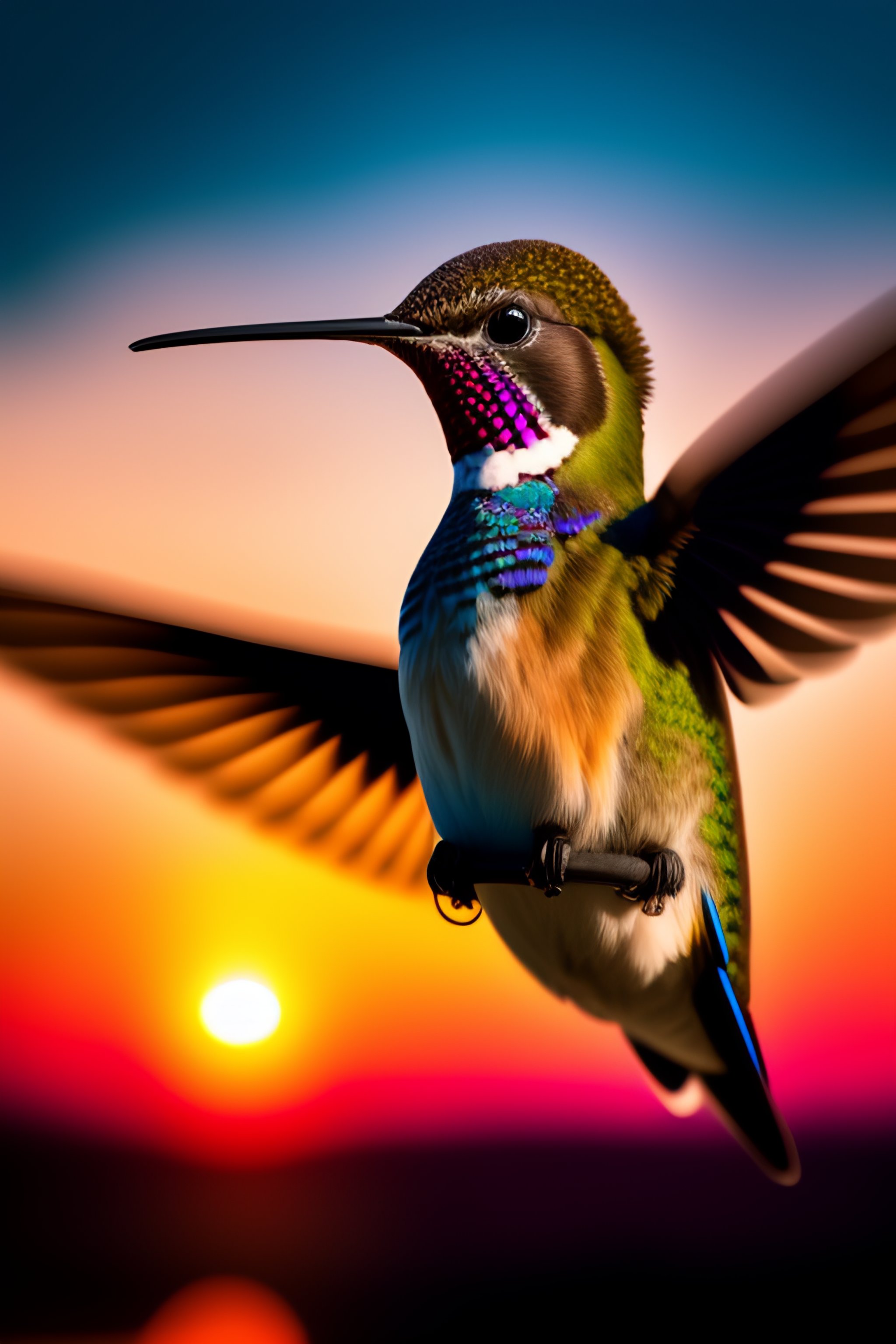 Lexica - Hummingbird with sunrise in the background