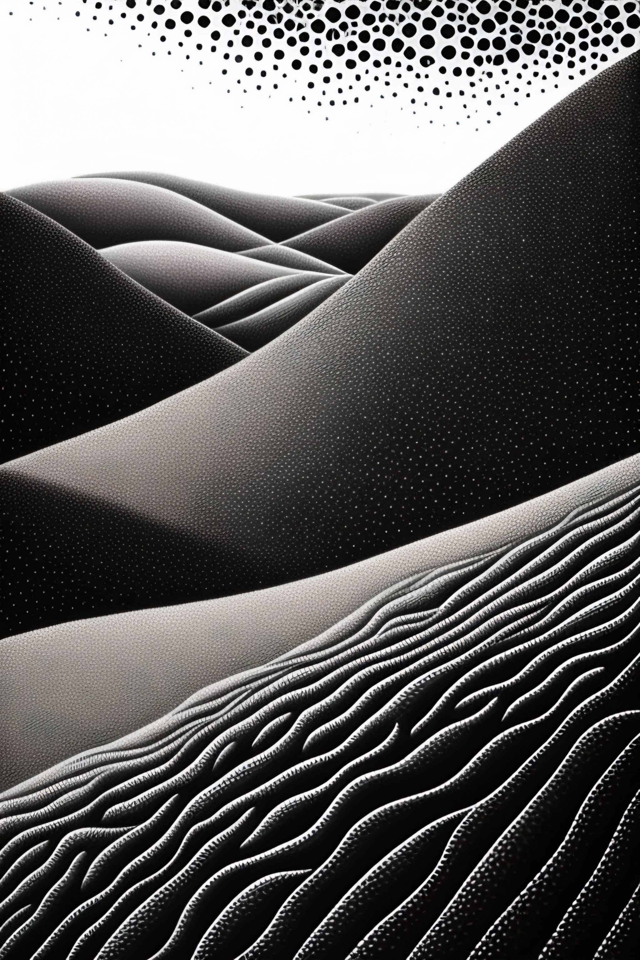 Lexica - An stunning black and white abstract pointillism drawing ...