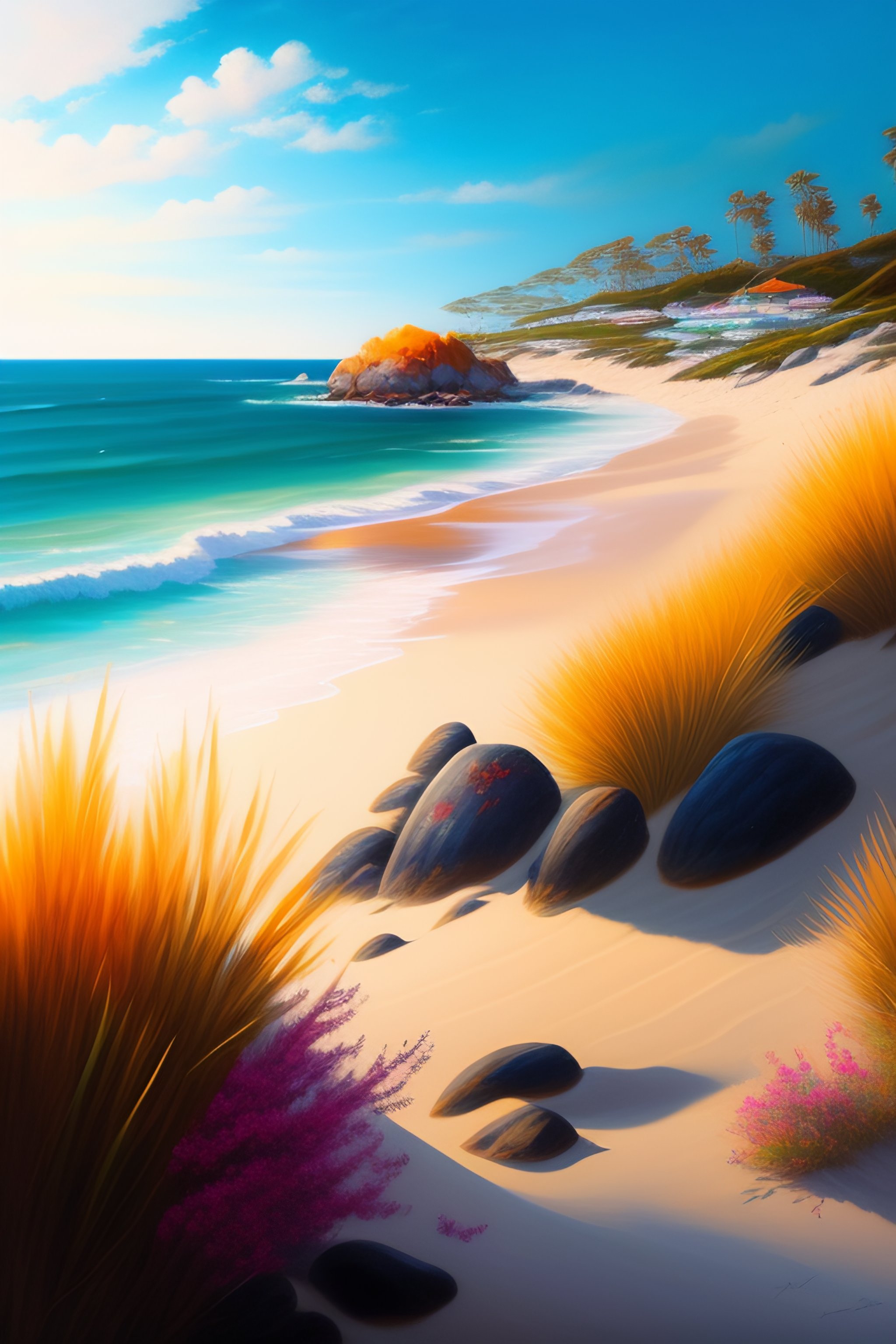 Lexica - A beautiful masterpiece painting of a coastal beach seascape ...