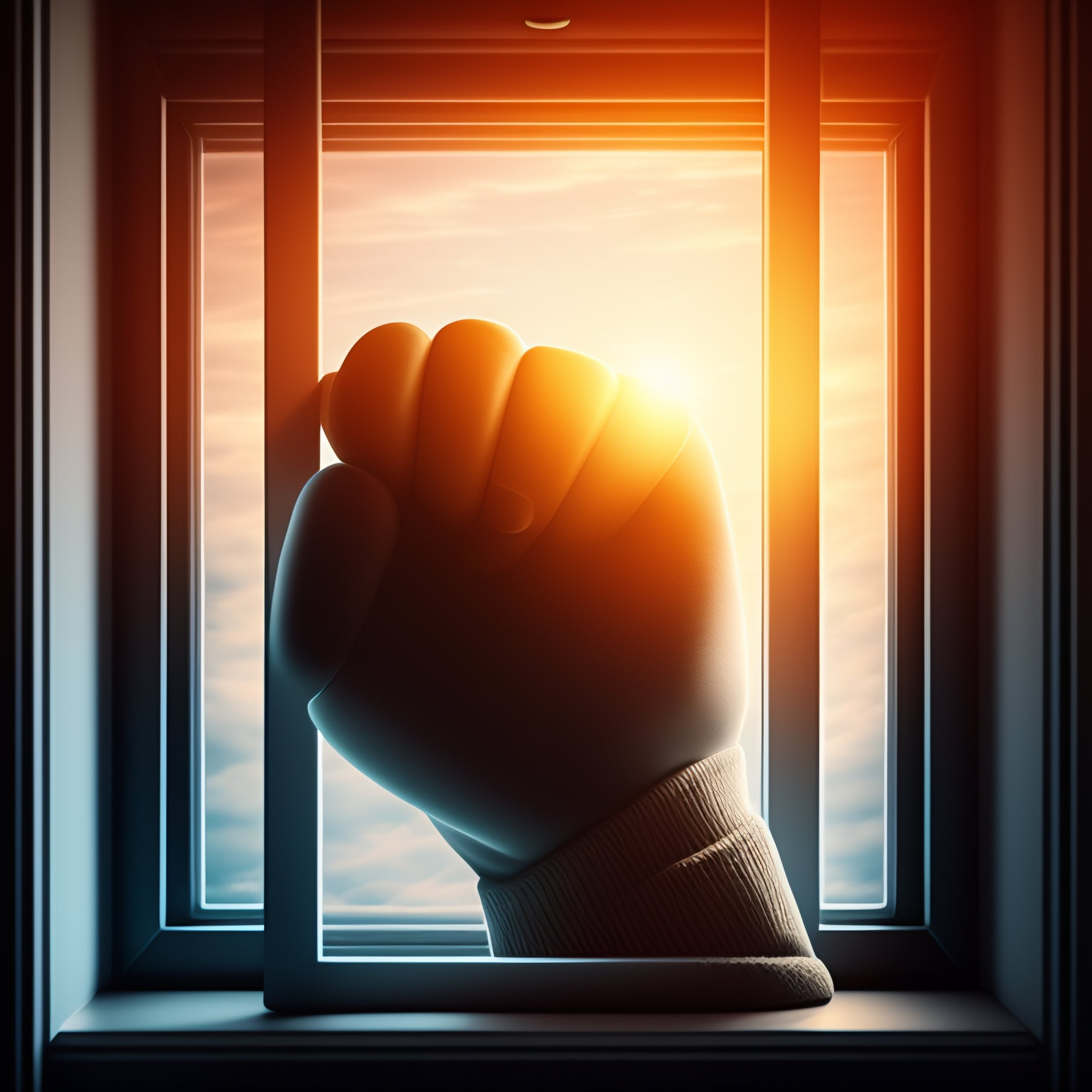 Lexica - Clenched fist on a window