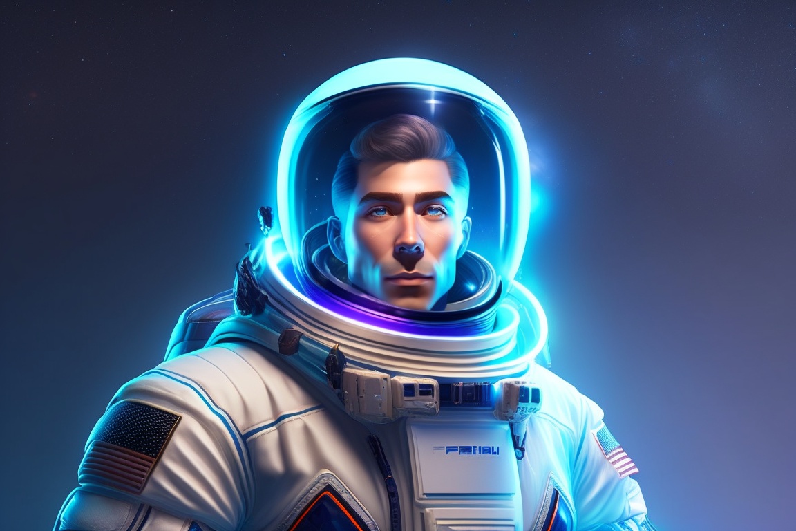 Lexica - Astronaut in a white space suit with blue lighting and a ...