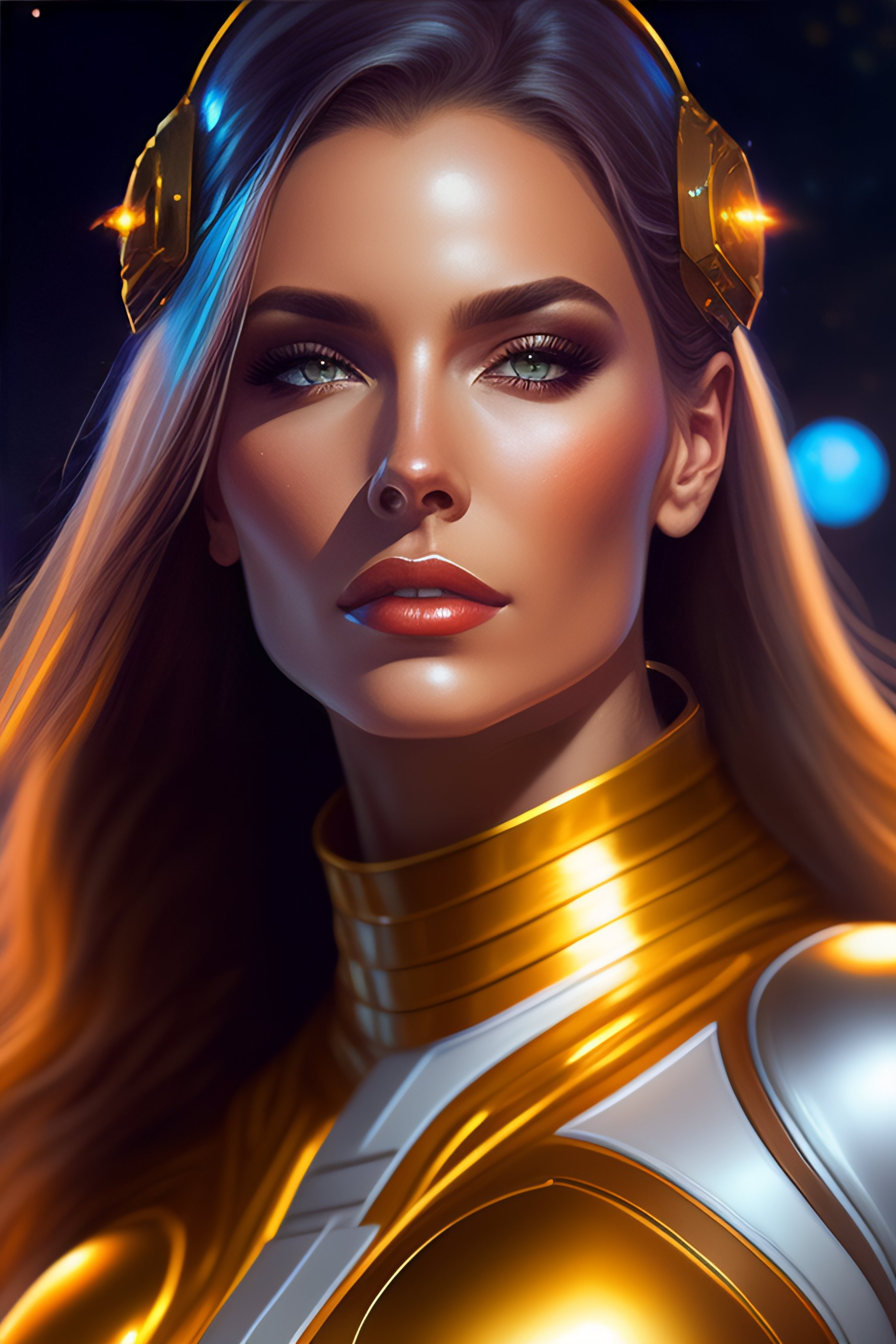 Lexica - Portrait of a beautiful full body female space captain default ...