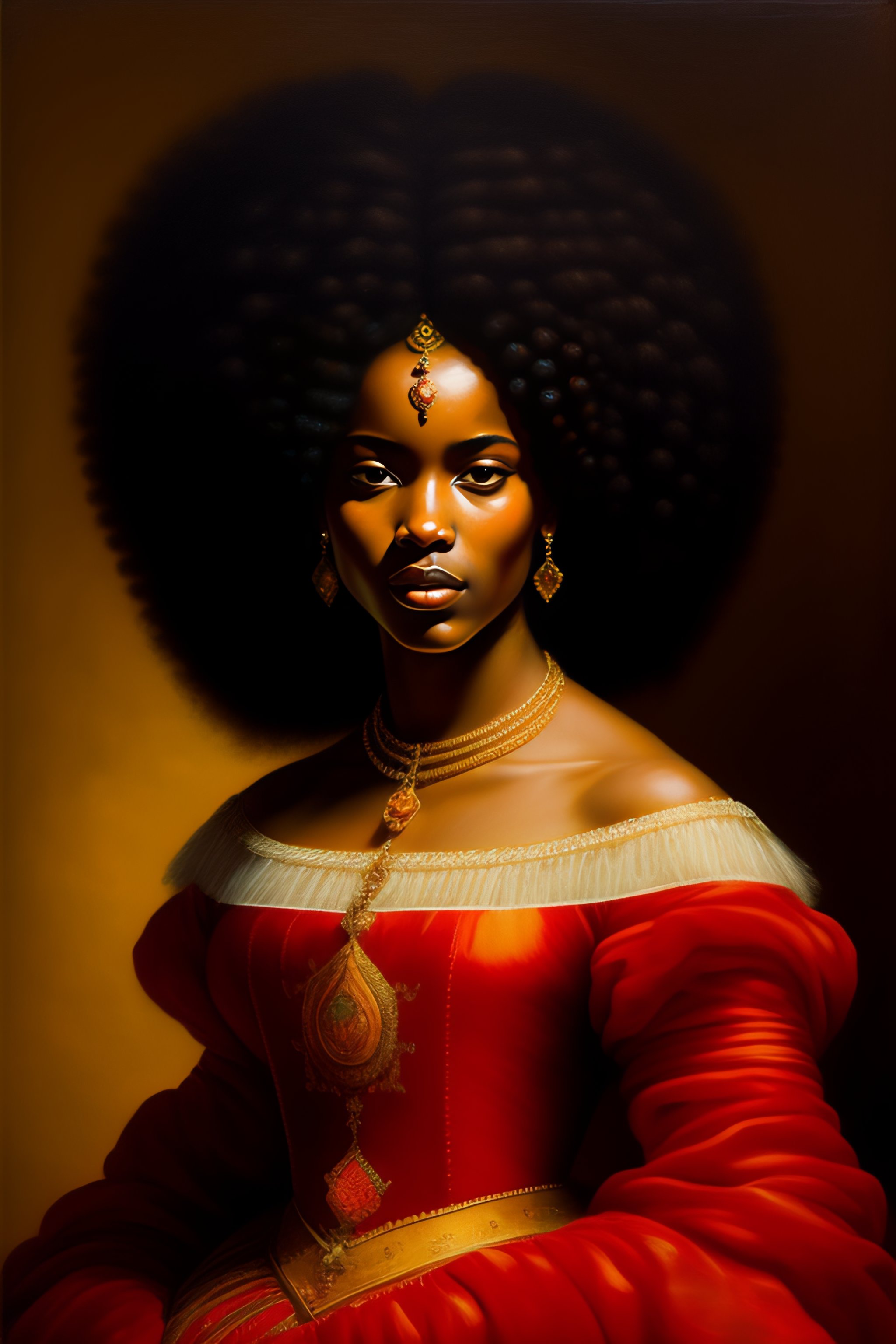 Lexica - Afro queen, oil painting, hd, Rembrandt