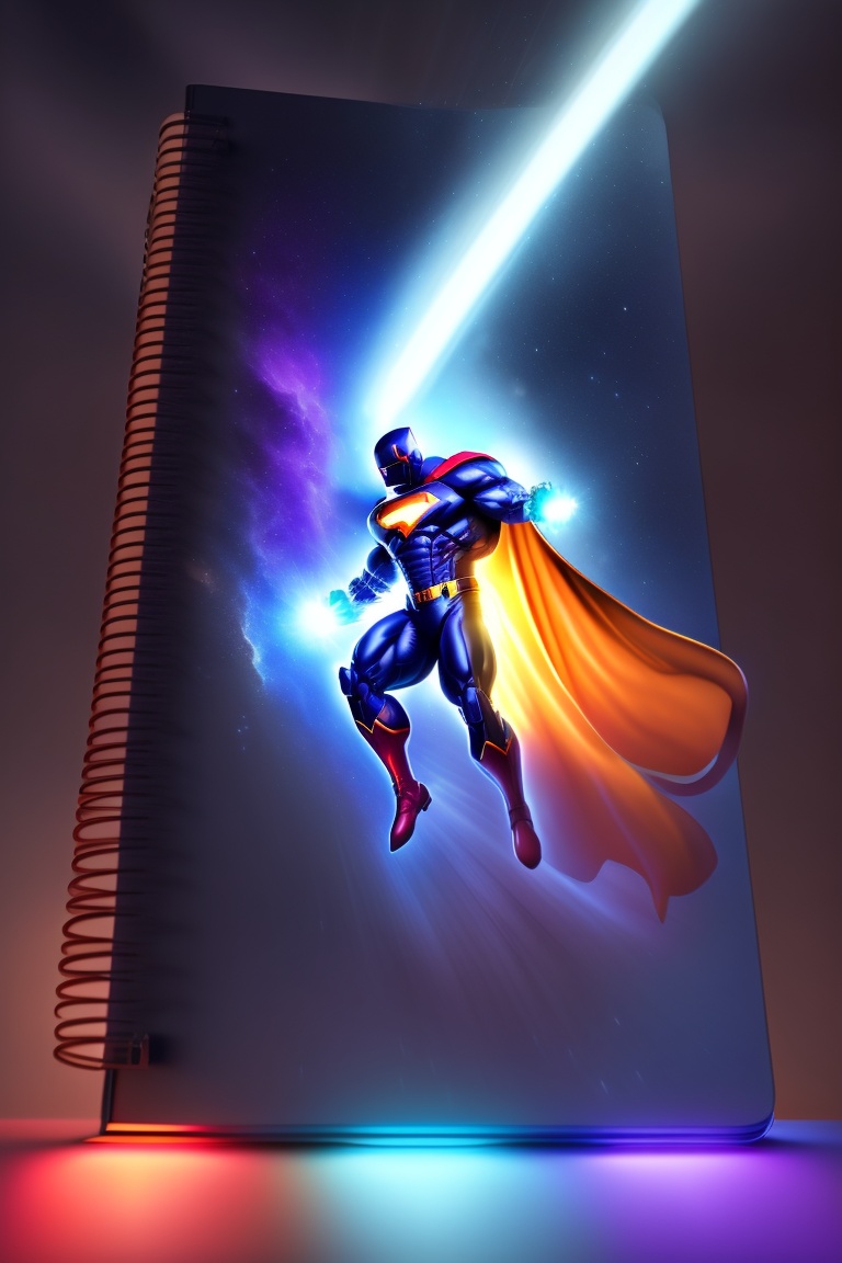 Lexica - Generic superhero flying out of a college ruled lined paper ...