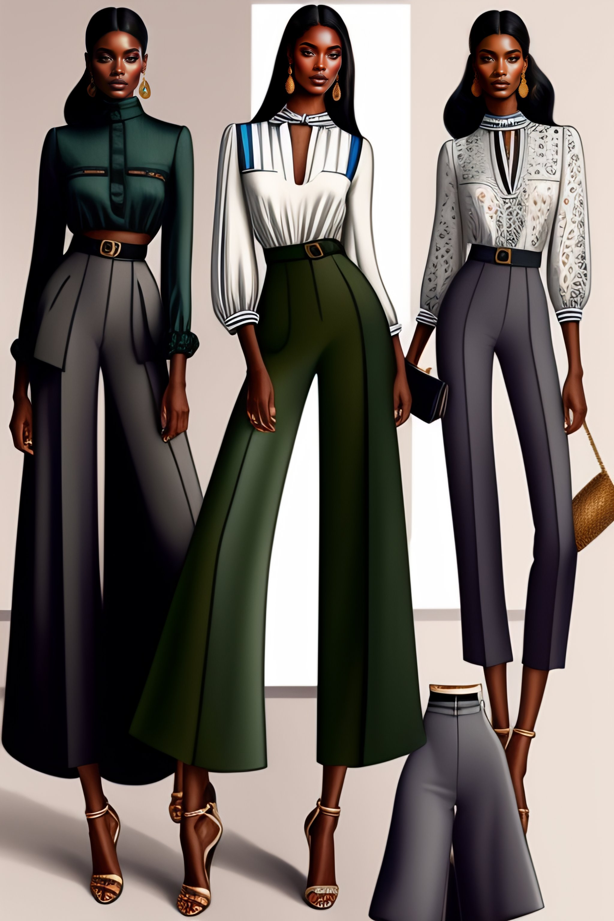 Lexica - Sketch of clothes, blouse and pants, many elements in the ...