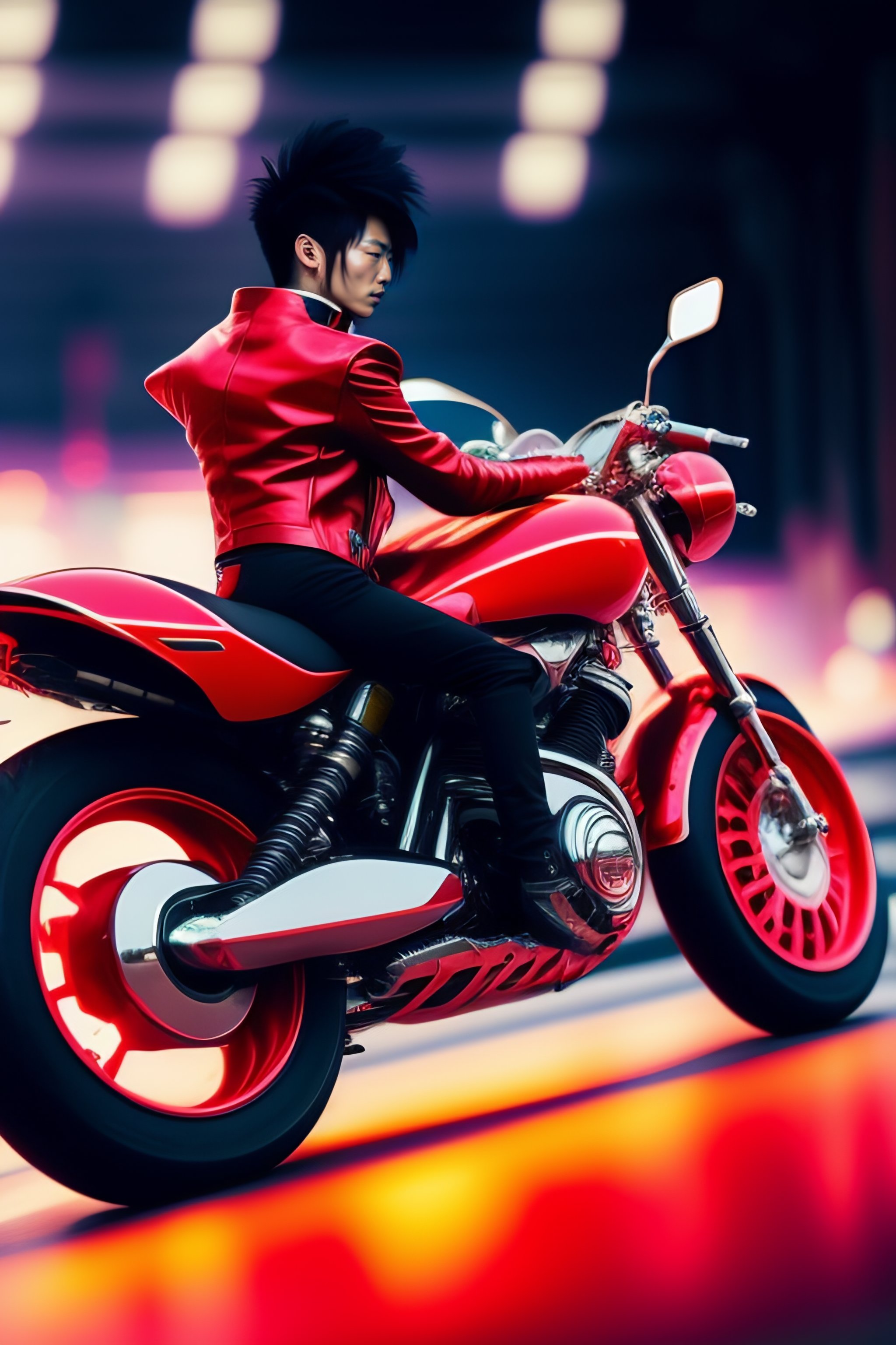 Lexica - Shotaro Kaneda on futuristic high-tech motorcycle from akira, post apocalyptic Neo ...