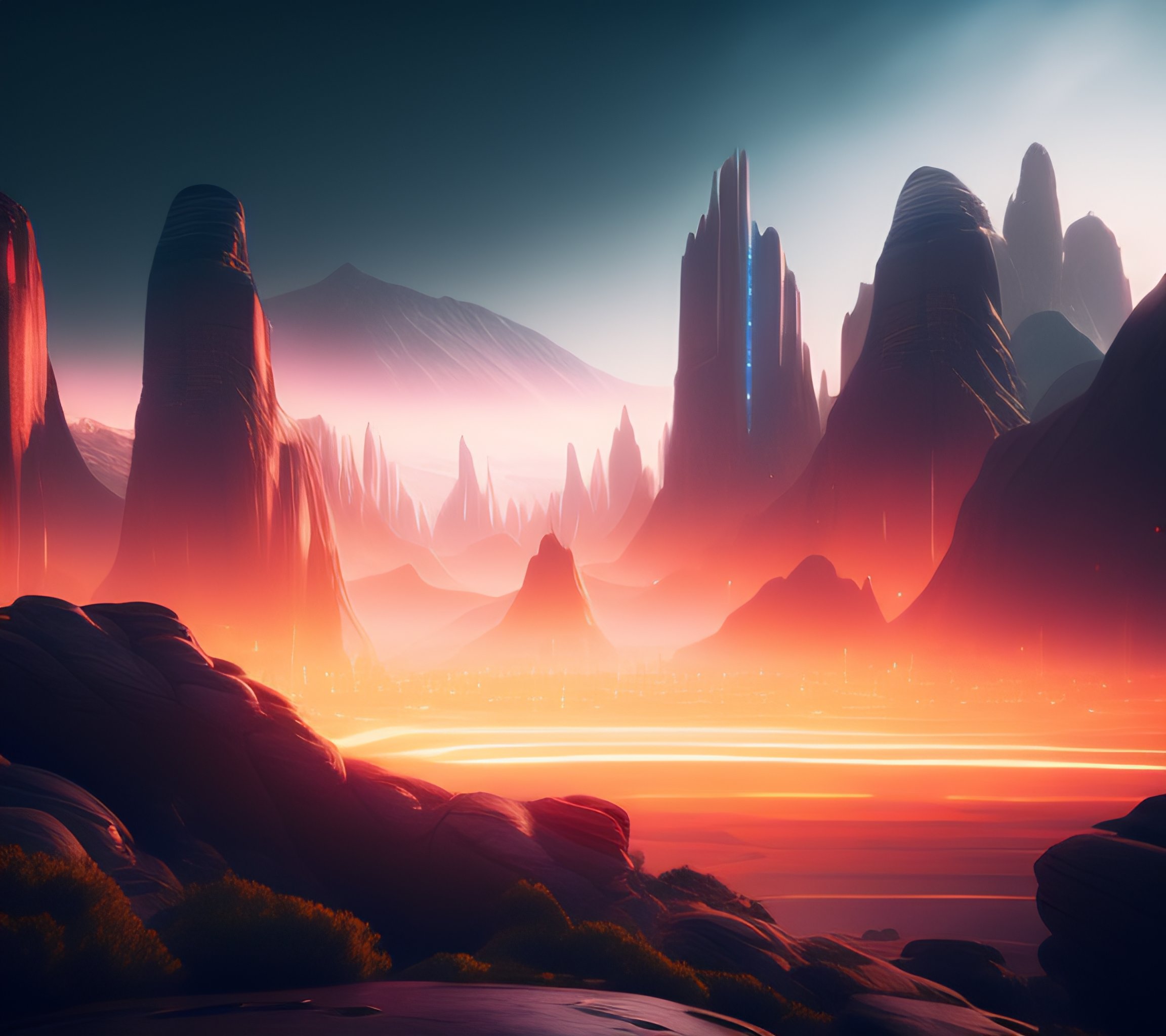 Lexica - Foreground a large otherworldly temporal distortion, rocky ...