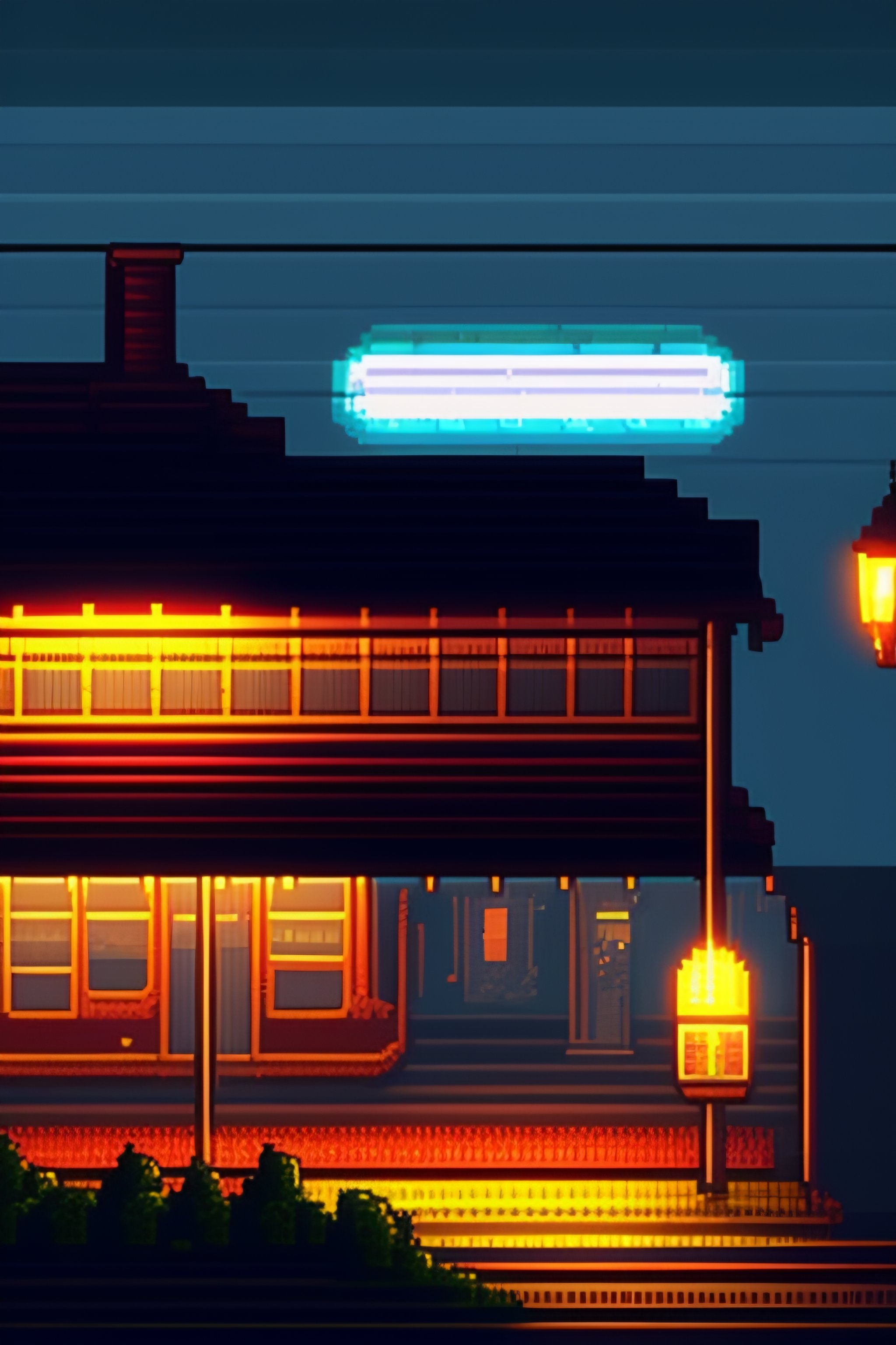 Lexica - Pixelart, Late train at the eerie station at night, hyper ...