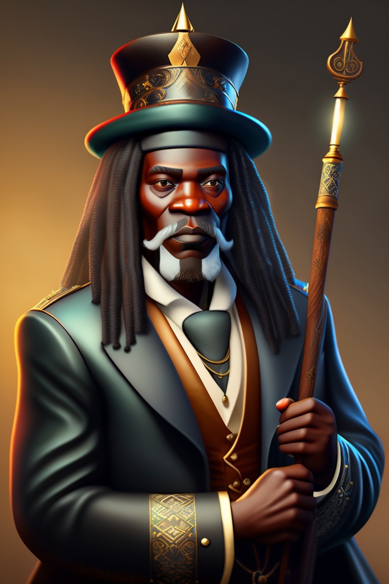 Lexica - Papa Legba with his cane, with white beards and his pipe, veve ...