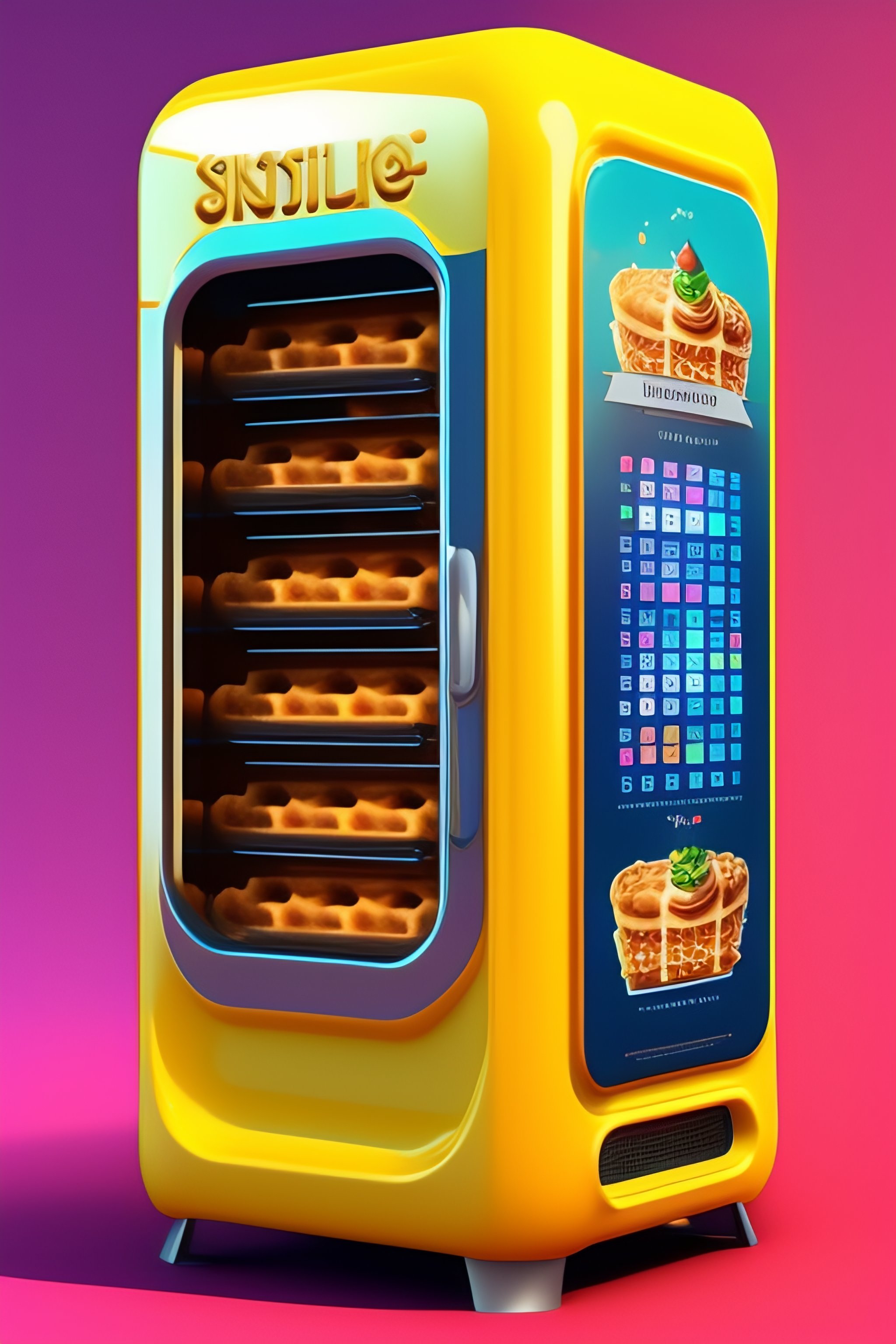 Lexica - A waffle vending machine, cute. Concept art illustration