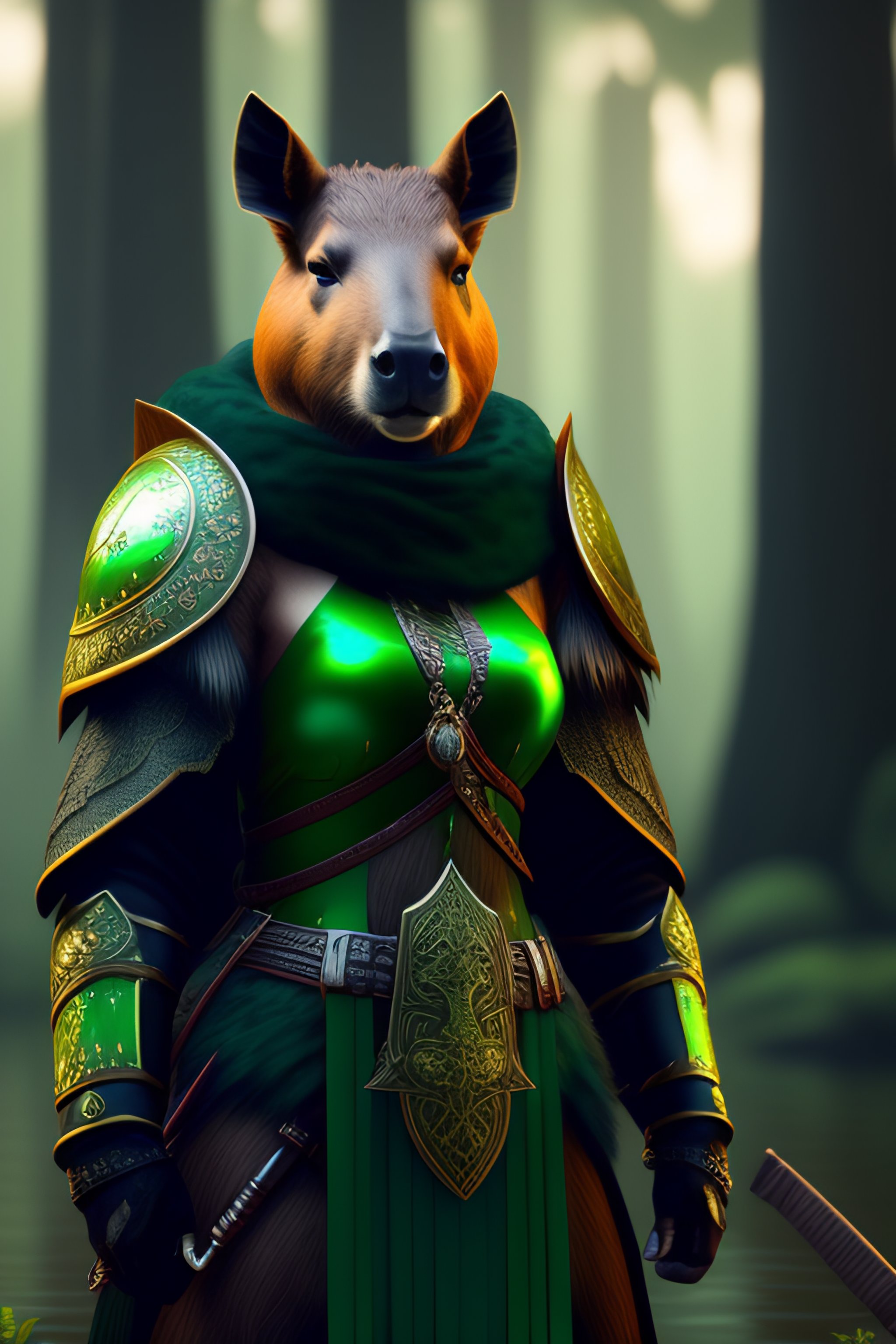 Lexica - A humanoid capybara with ultra detailed facial fur, female ...