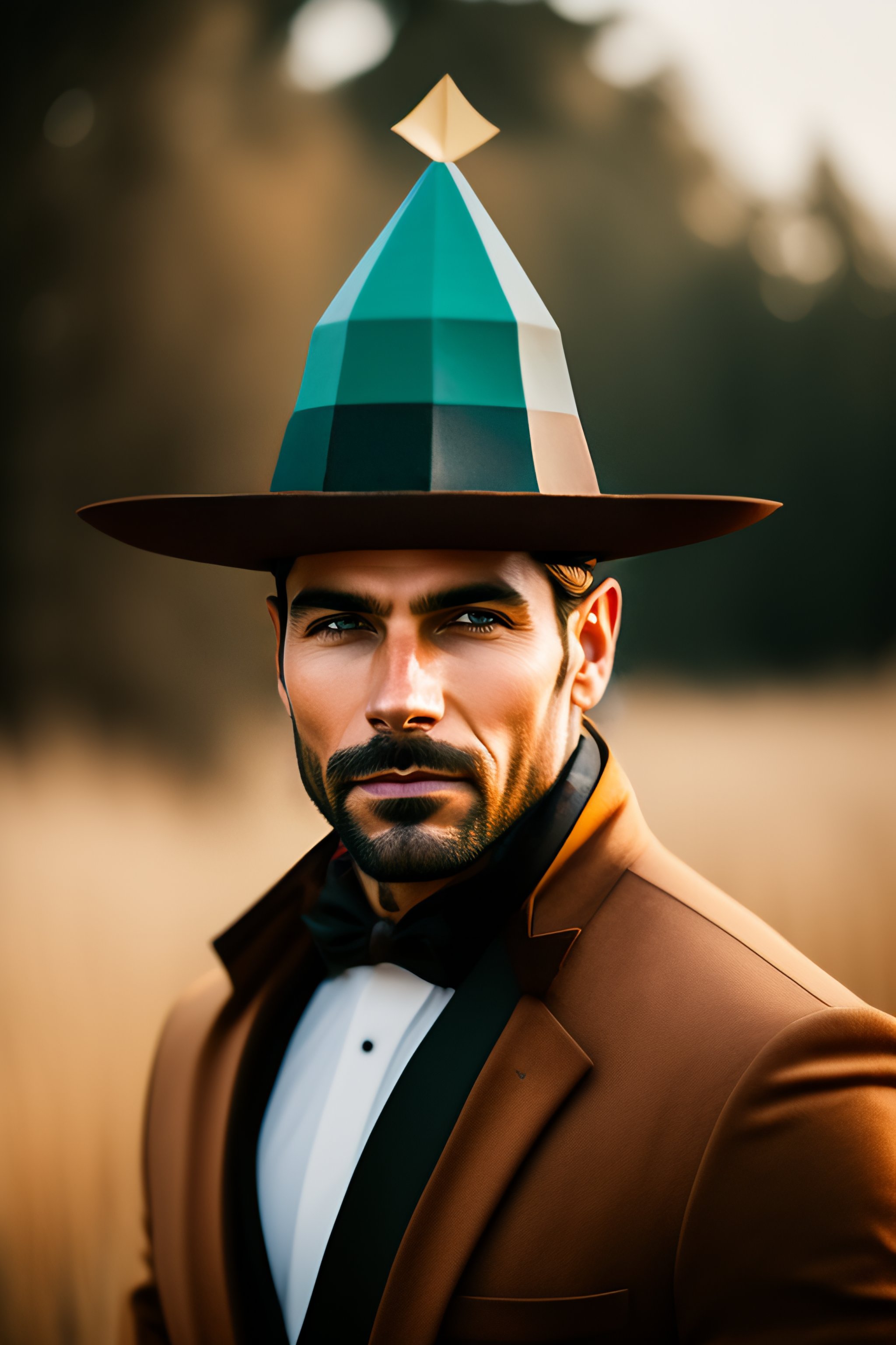 Lexica - Photo of loba man with paper hat