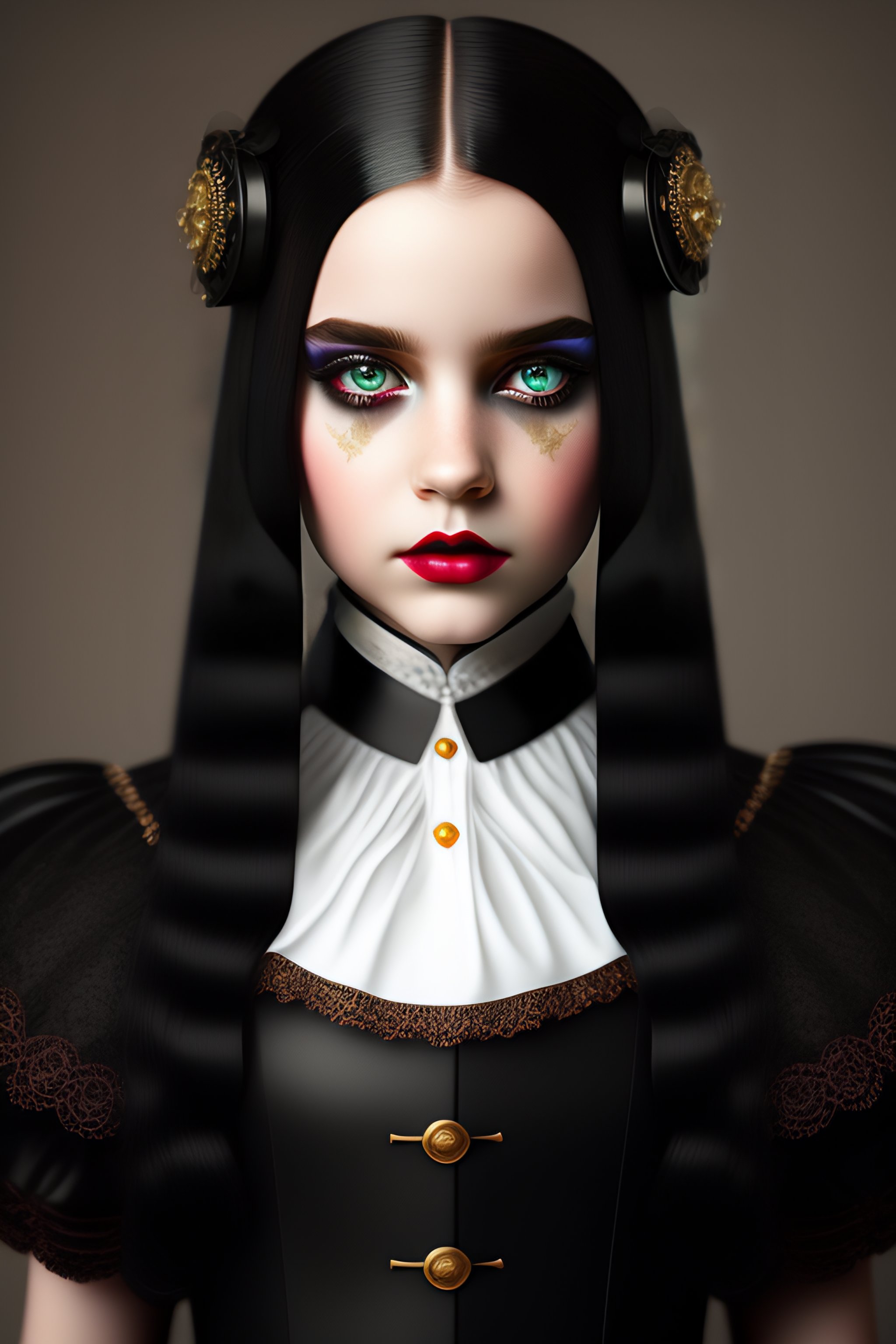 Lexica - Young girl stunning Wednesday Addams evil expression wearing ...
