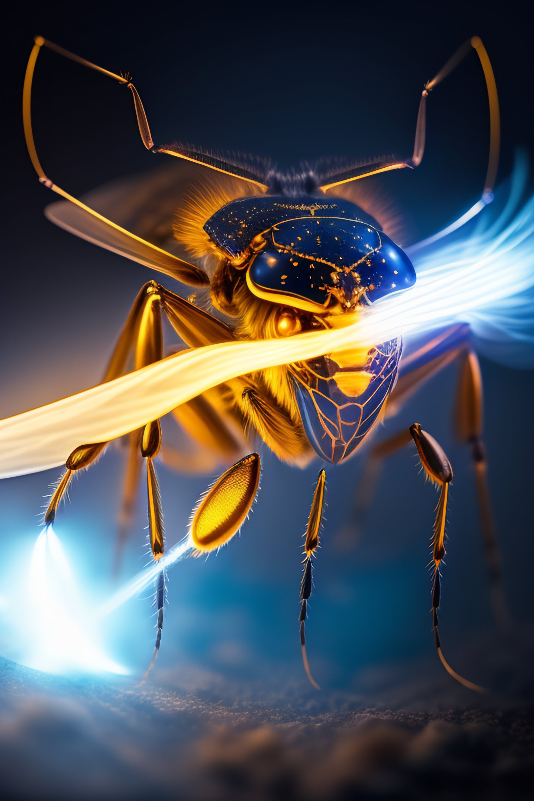 Lexica - Insect humanoid weilding a sword made of light with its 4 arms