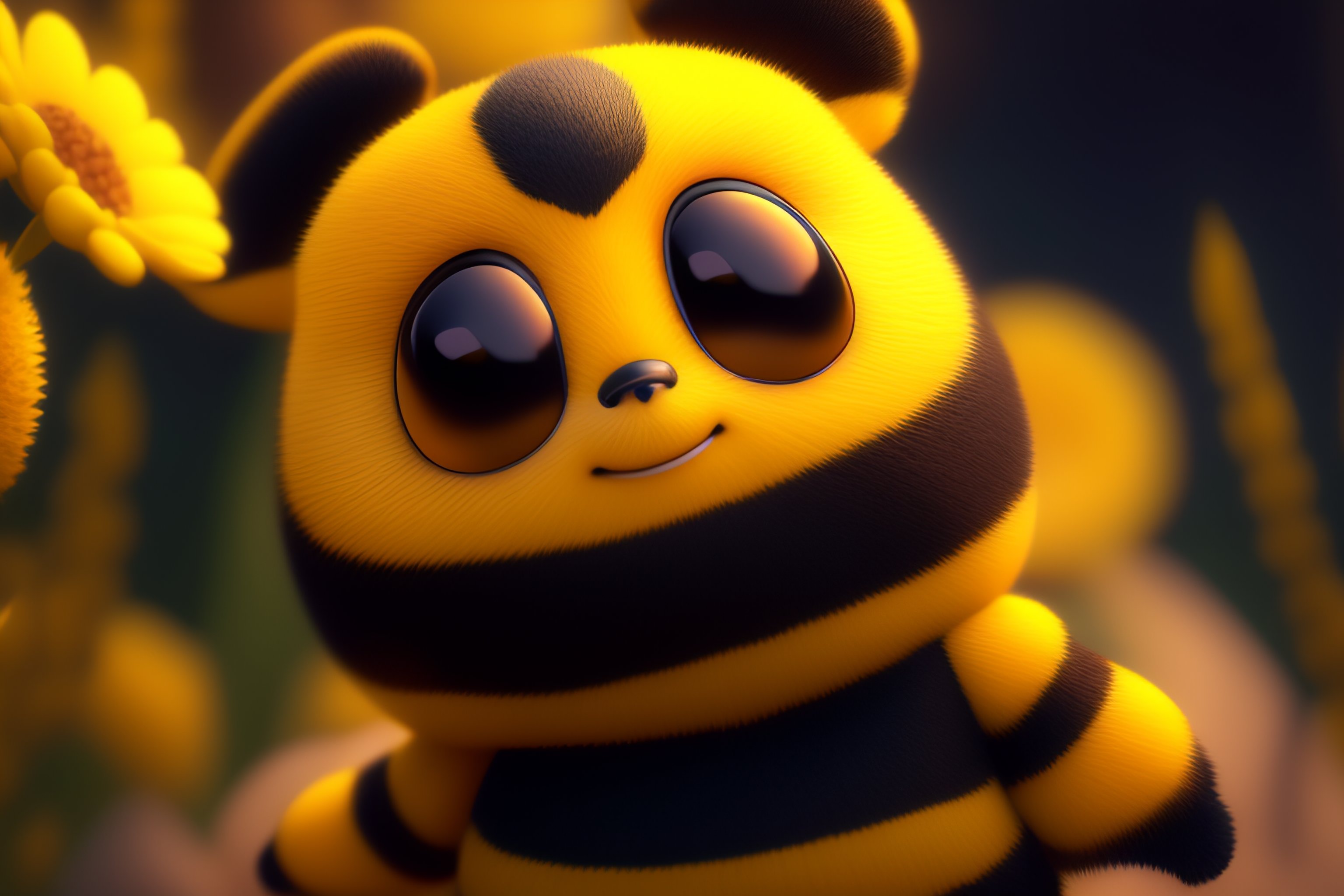 Lexica - Cute adorable little bumblebee waving and smiling greeting me ...