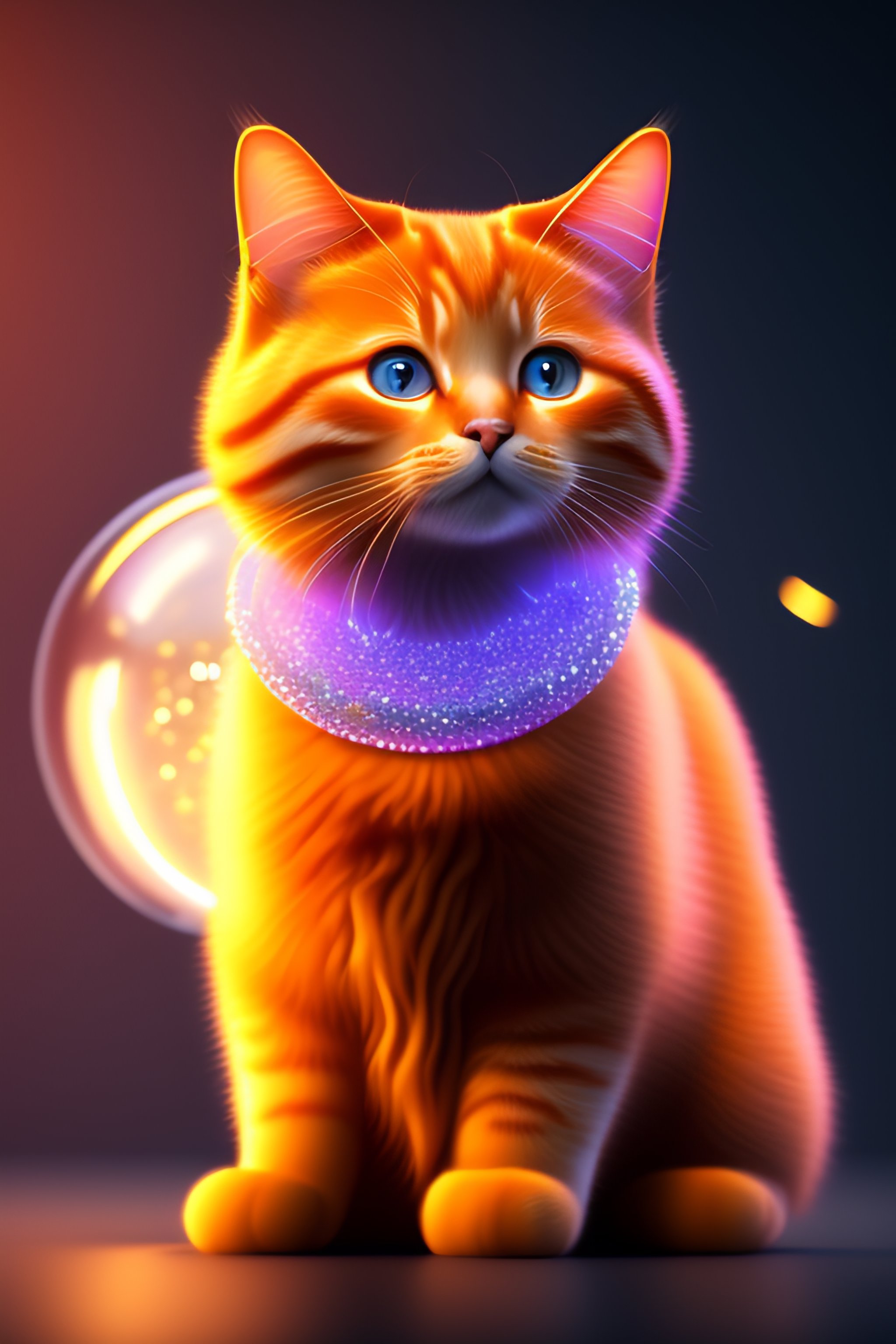 Lexica - A cute adorable baby ginger cat made of crystal ball with low ...