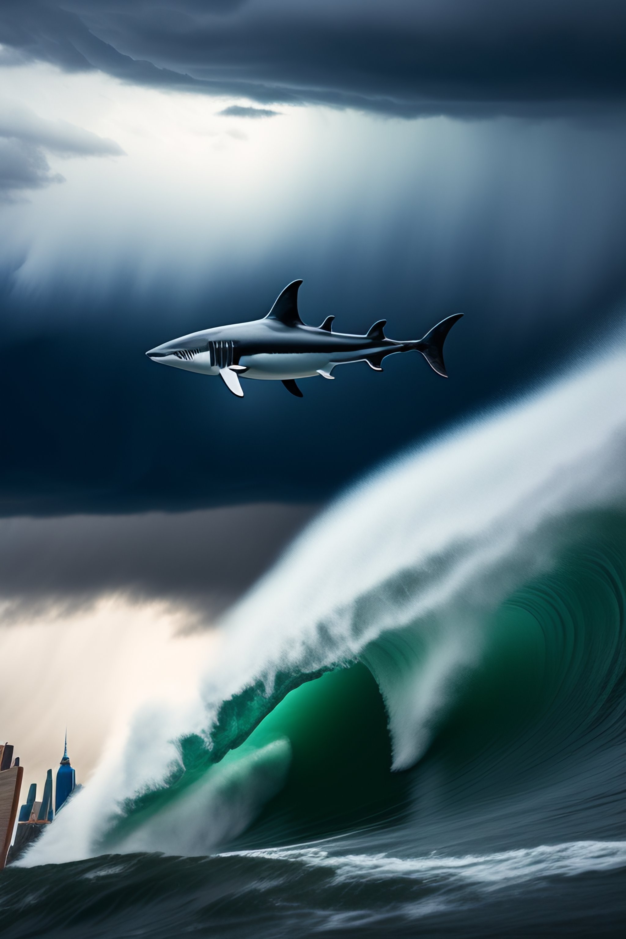 Lexica - A massive muscular humanoid shark as tall as a building, in ...