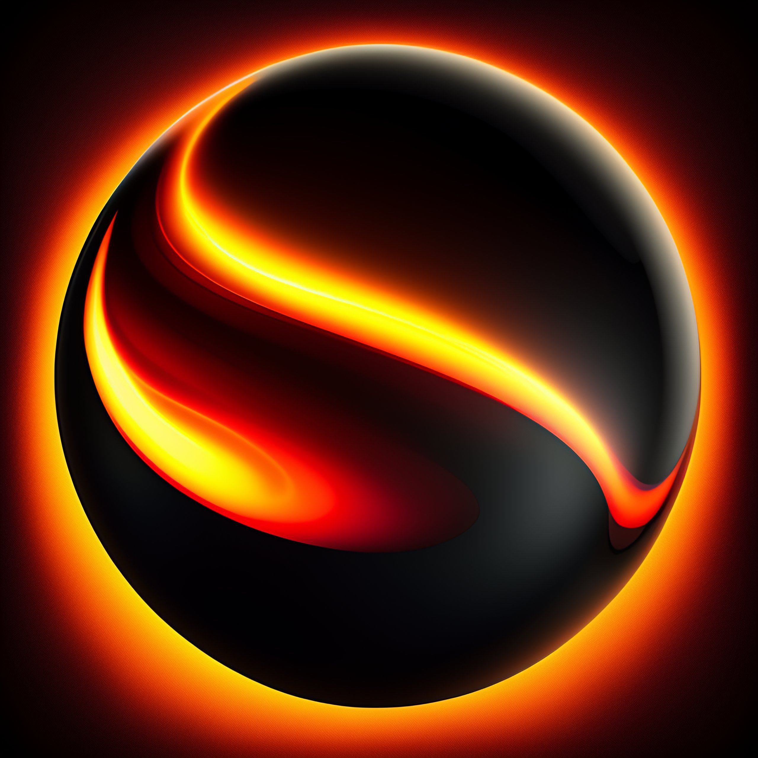 Lexica - Stylized flame ball, black background