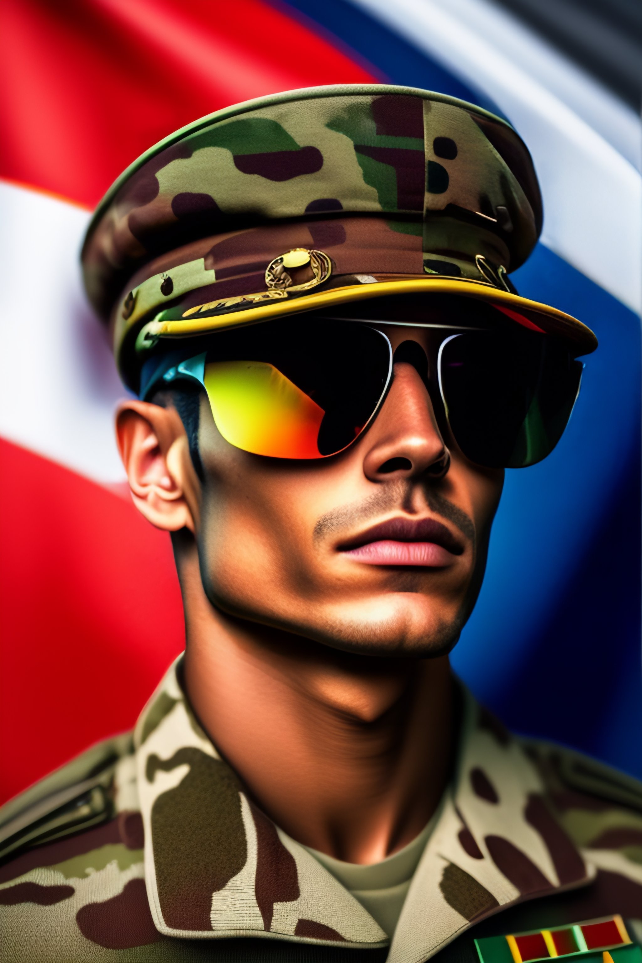 Lexica - An army force man from the future, wearing shades, behind a ...