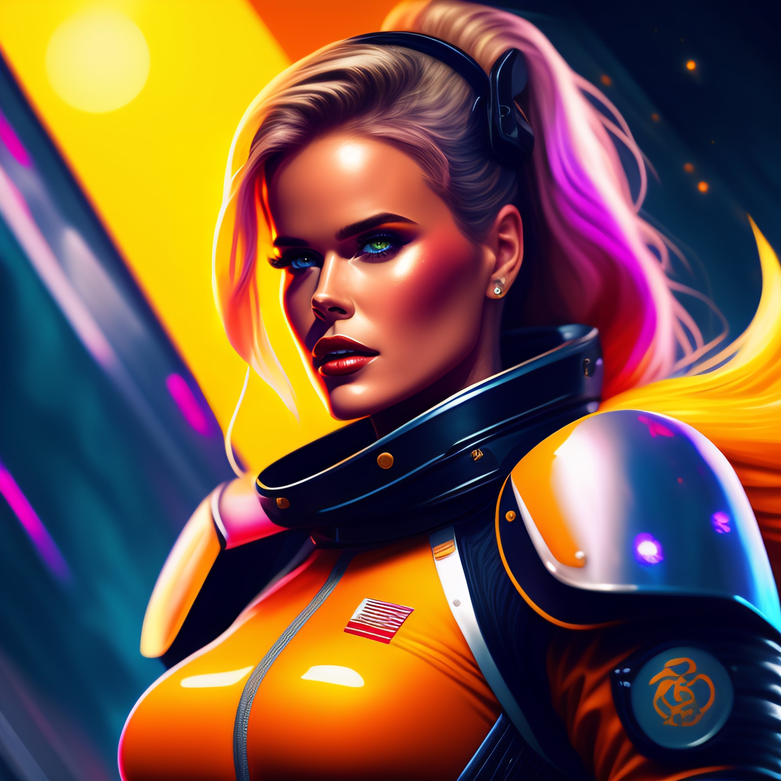 Lexica - Alice eve as spacefighter cyborg ,style of Jason Brooks, Jordi ...