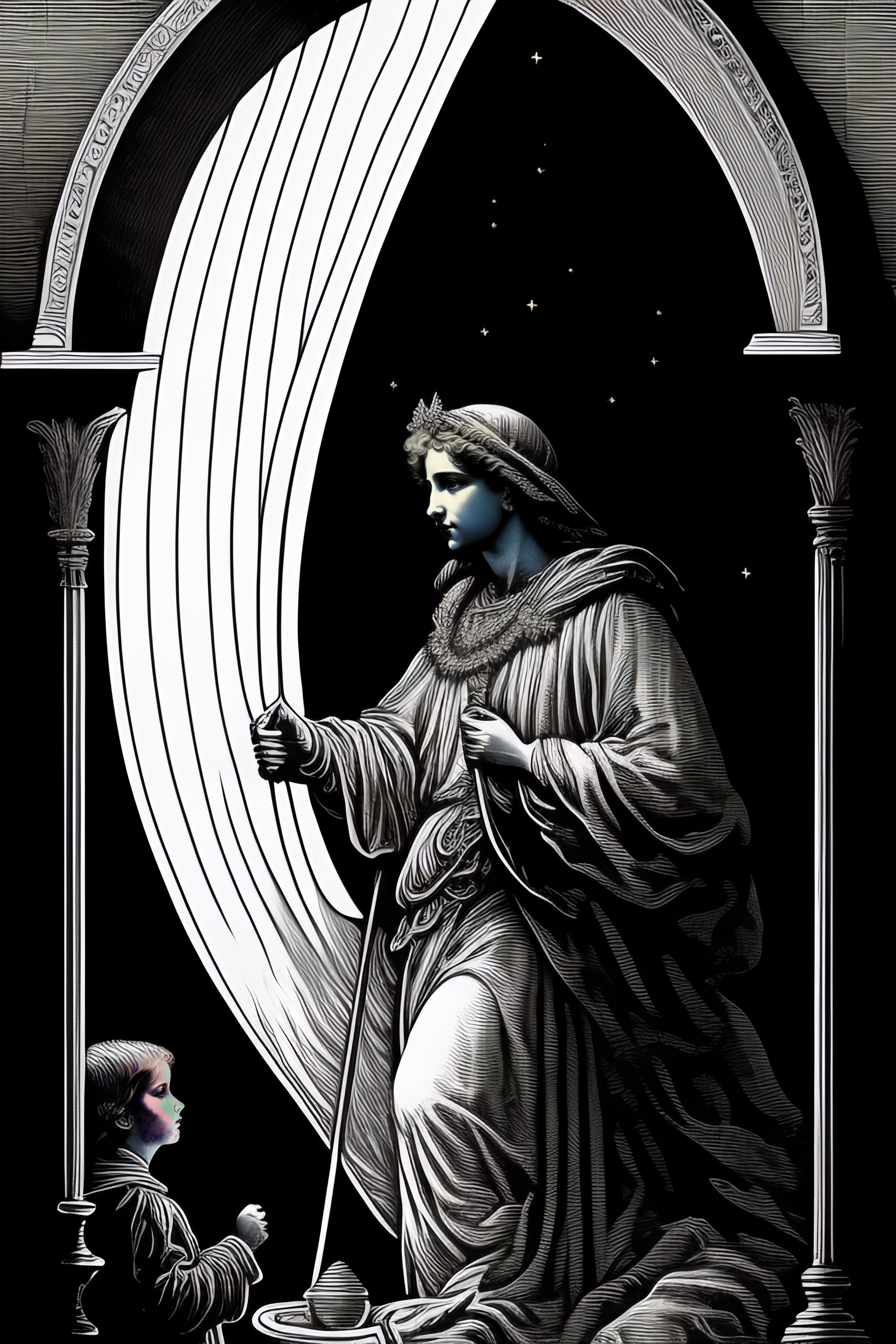 Lexica - Drawing in the style of Gustave Doré. Servant of humanity ...