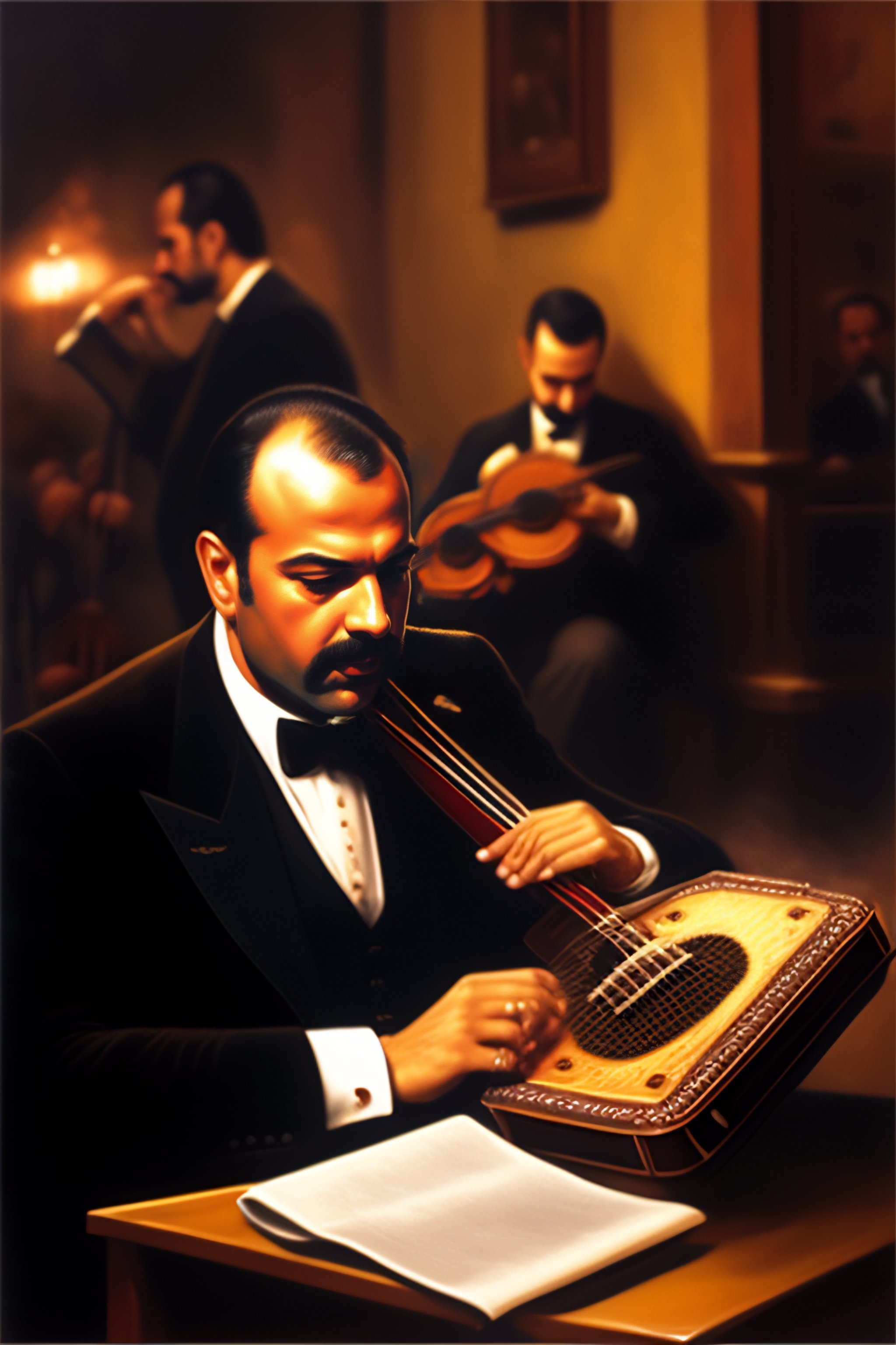 Lexica - Hiperrealistic picture of a passionate Astor Piazzolla playing ...