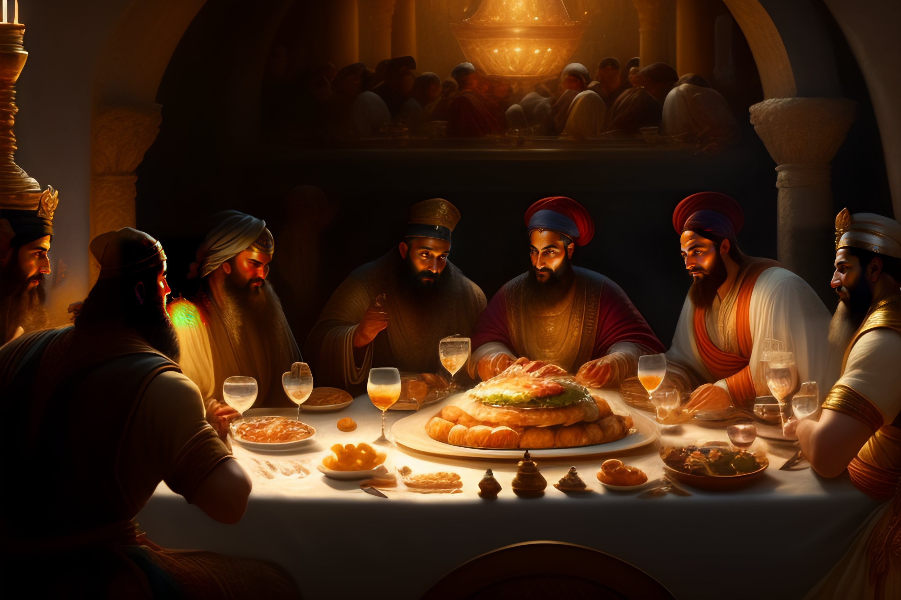 Lexica - A detailed painting a passover feast, 1st century jerusalem ...