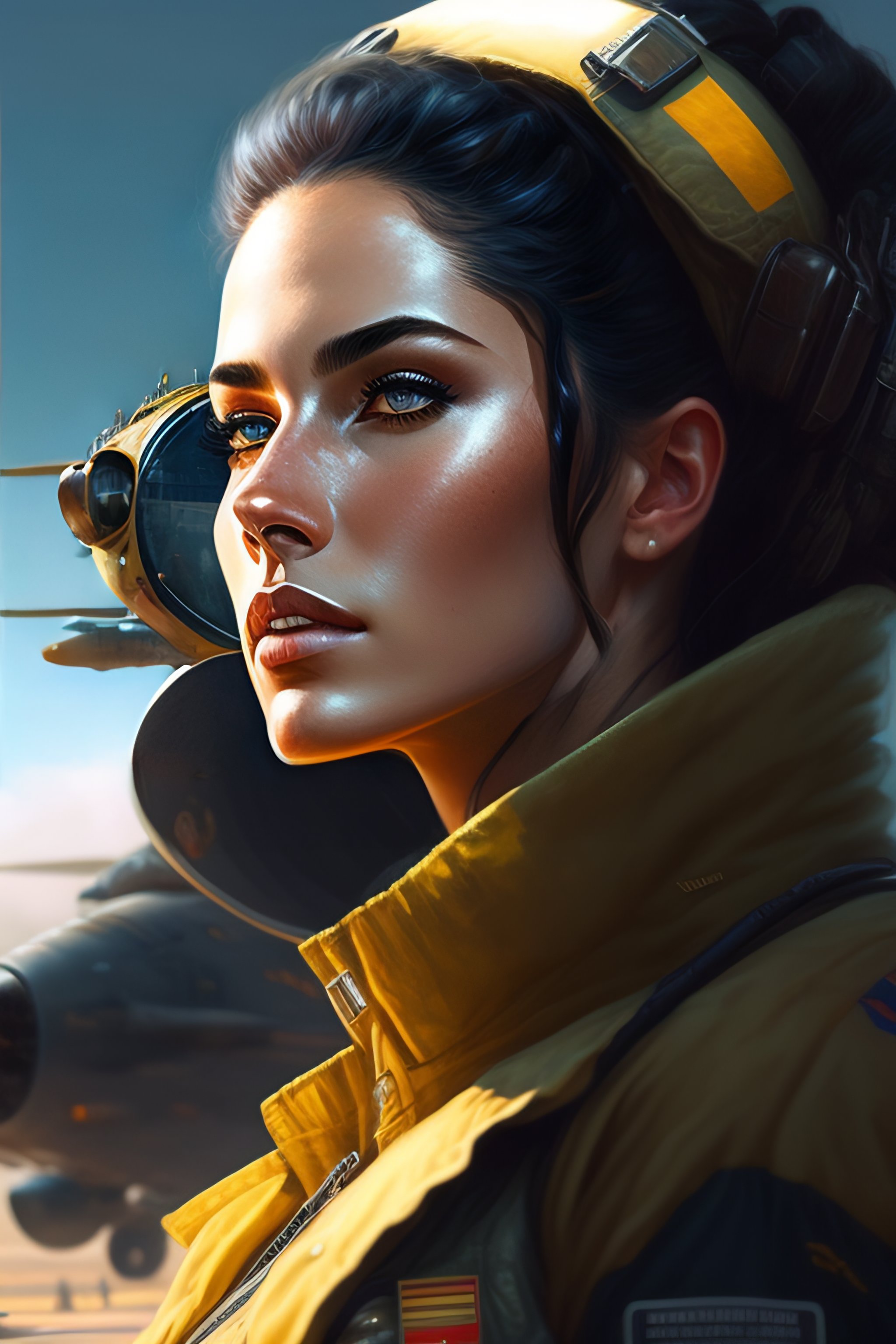 Lexica - A full portrait of a beautiful post apocalyptic bomber pilot ...