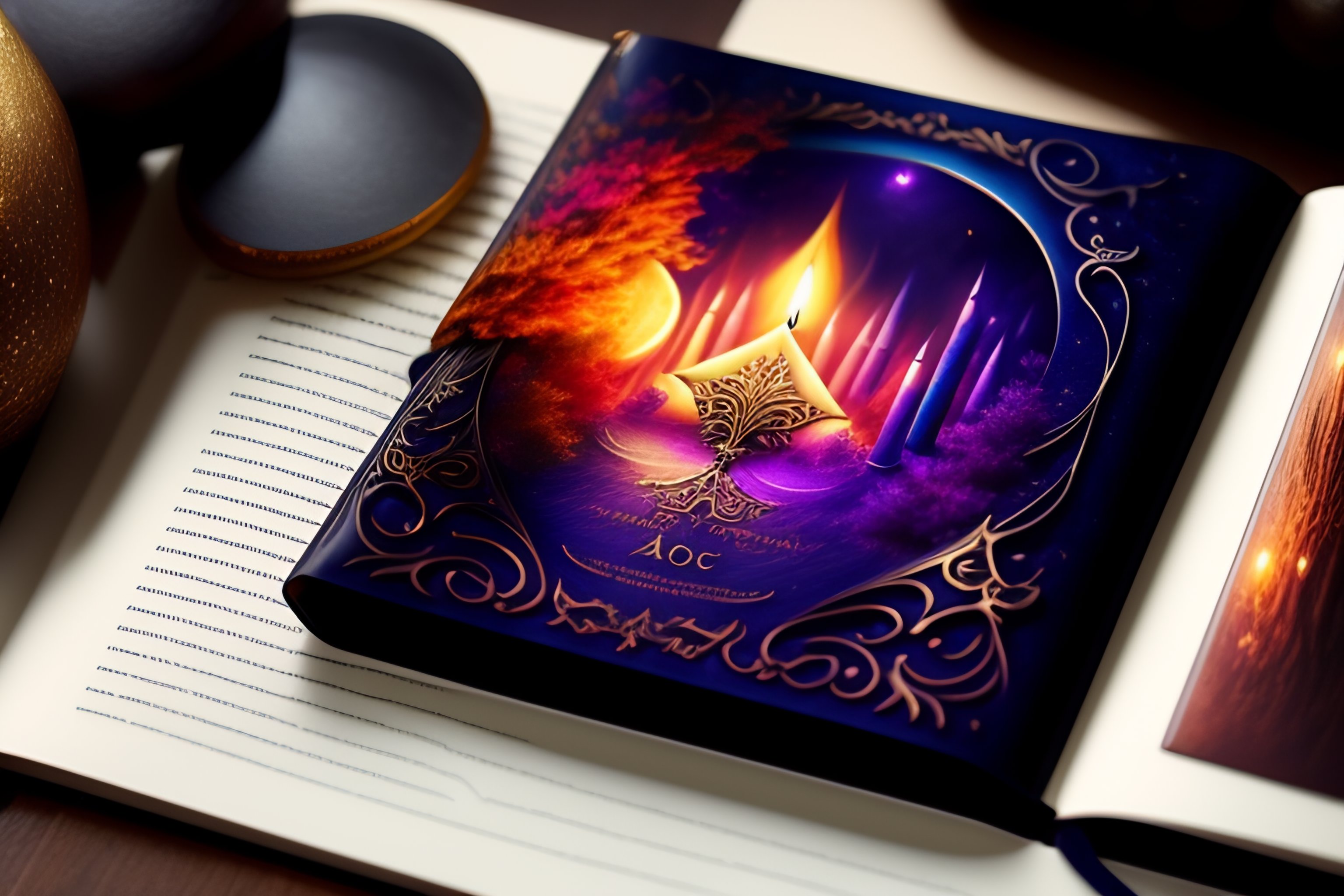 Lexica - Cover of a Book of Shadows themed notebook. Include elements ...