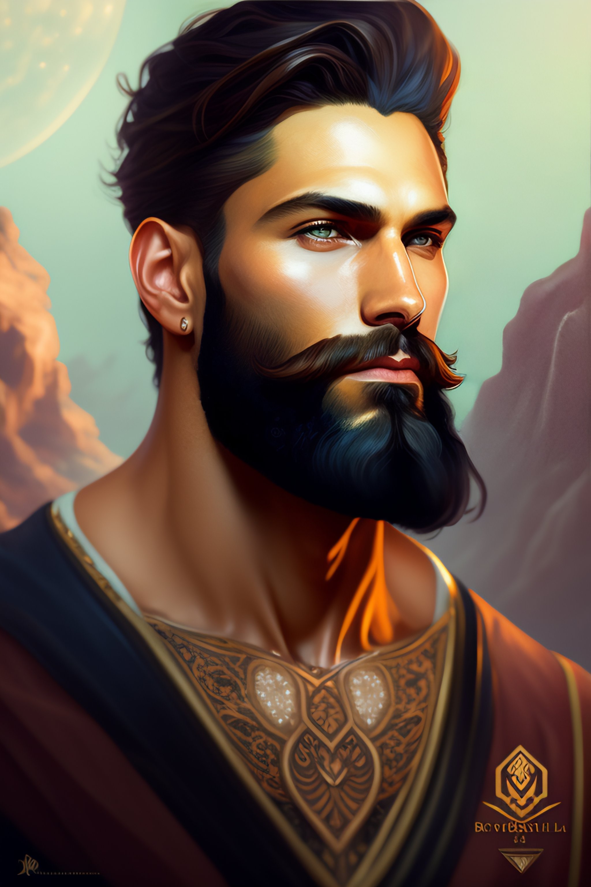 Lexica - Realistic portrait of a natural strong bearded man, shaped ...