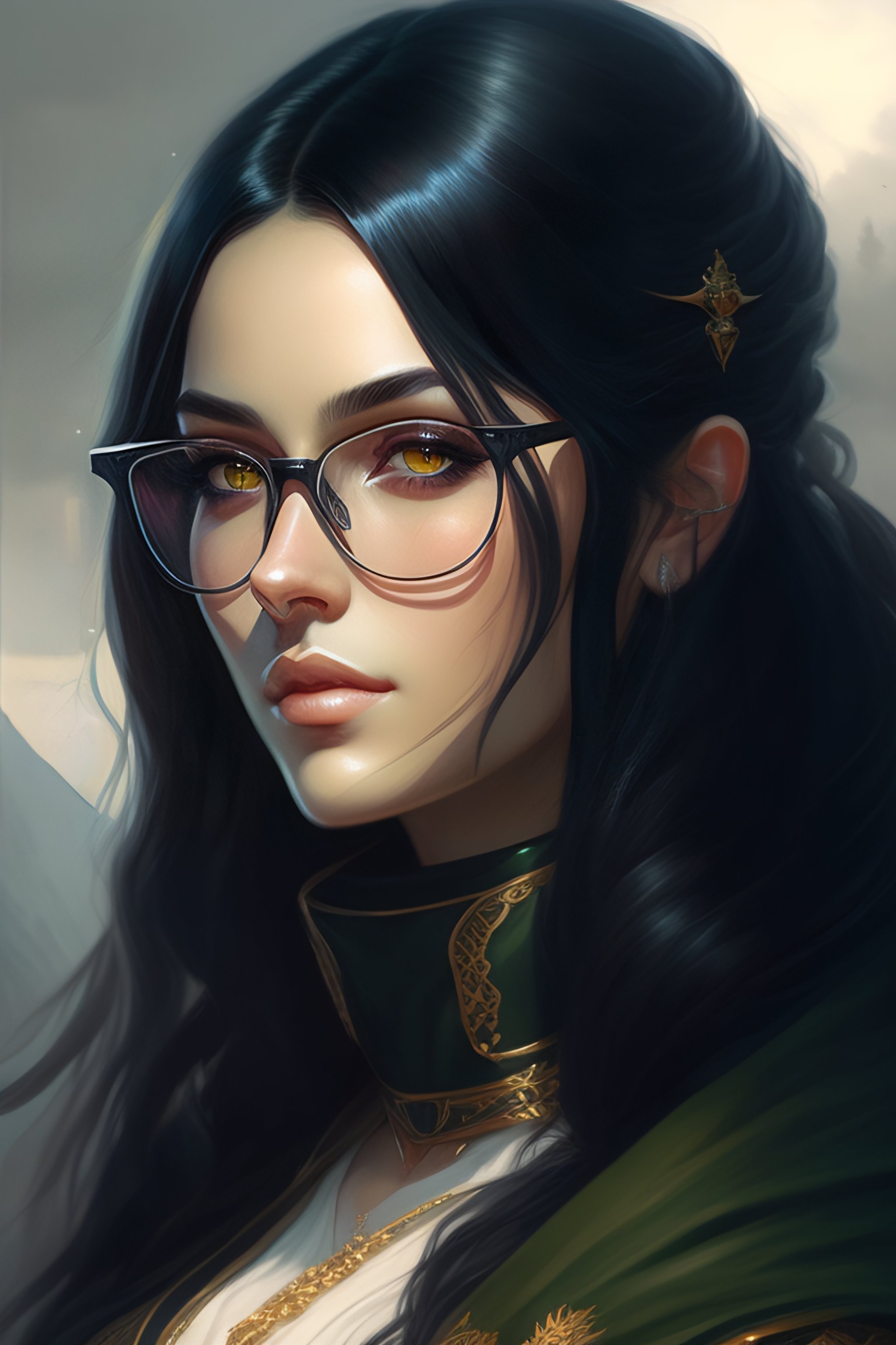 Lexica - Girl with long straight black hair, fantasy style, portrait ...