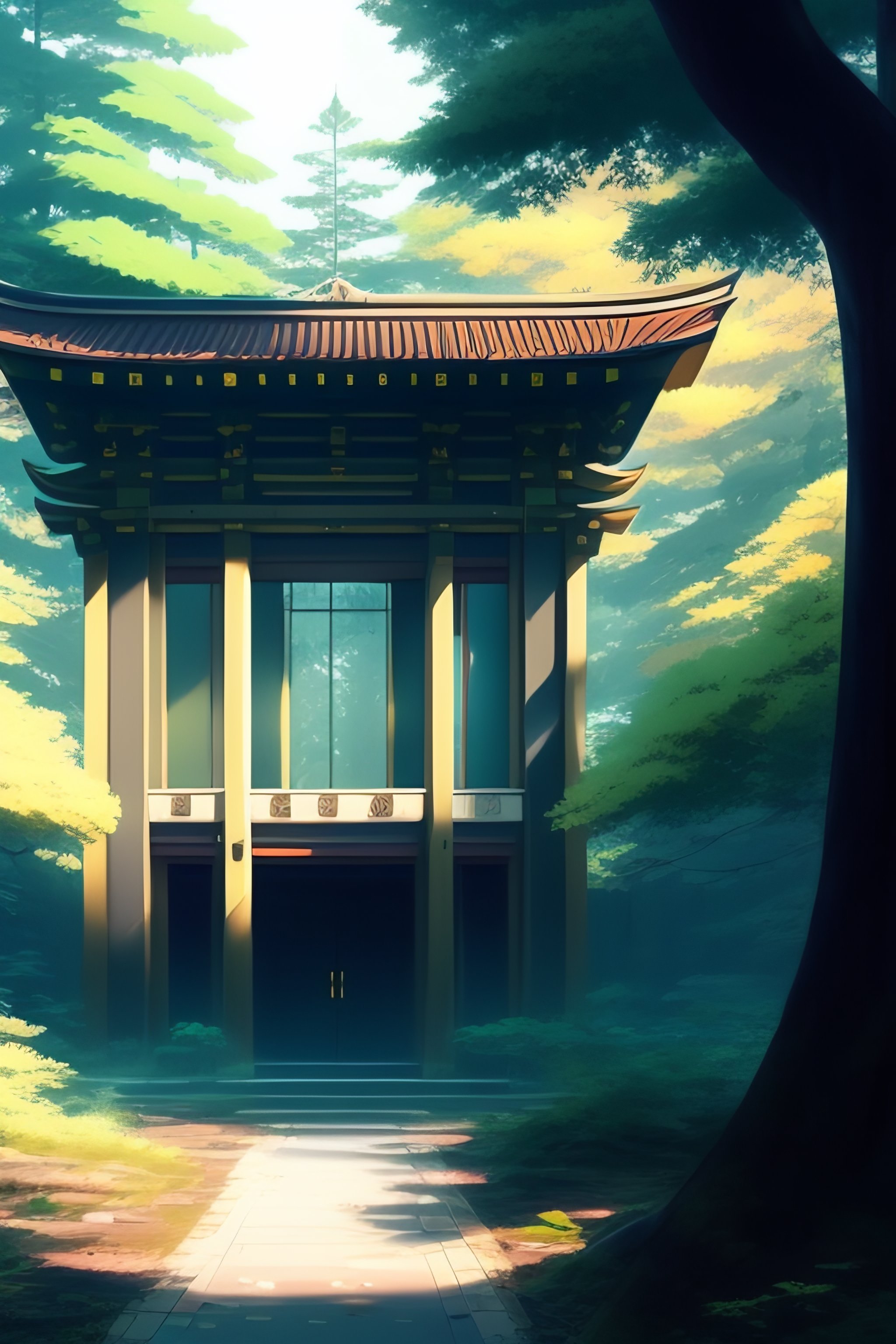 Lexica - Anime key visual of a empty abandoned library in a forest ...
