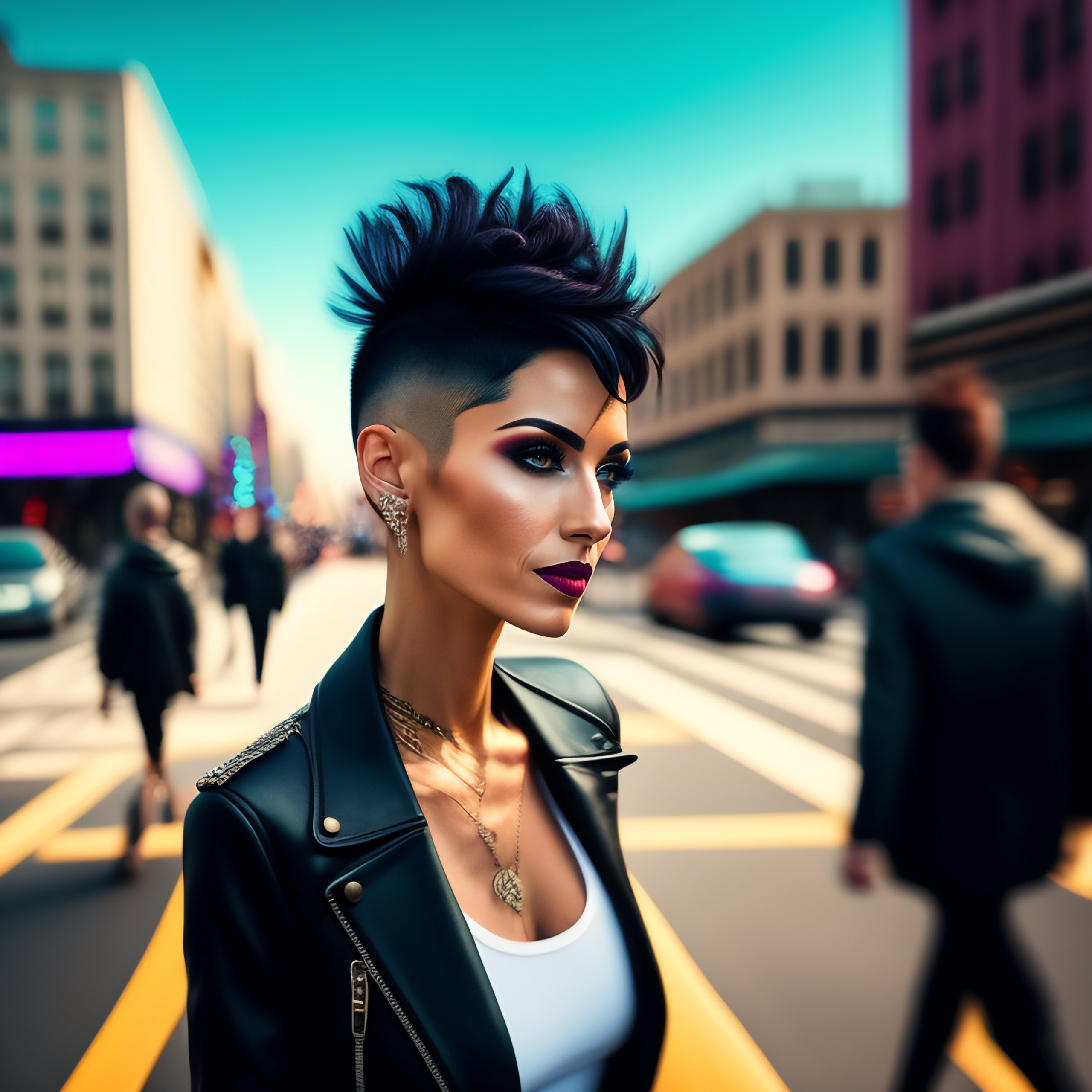 Lexica - Portrait of a skinny punk rock woman with a buzzed haircut ...