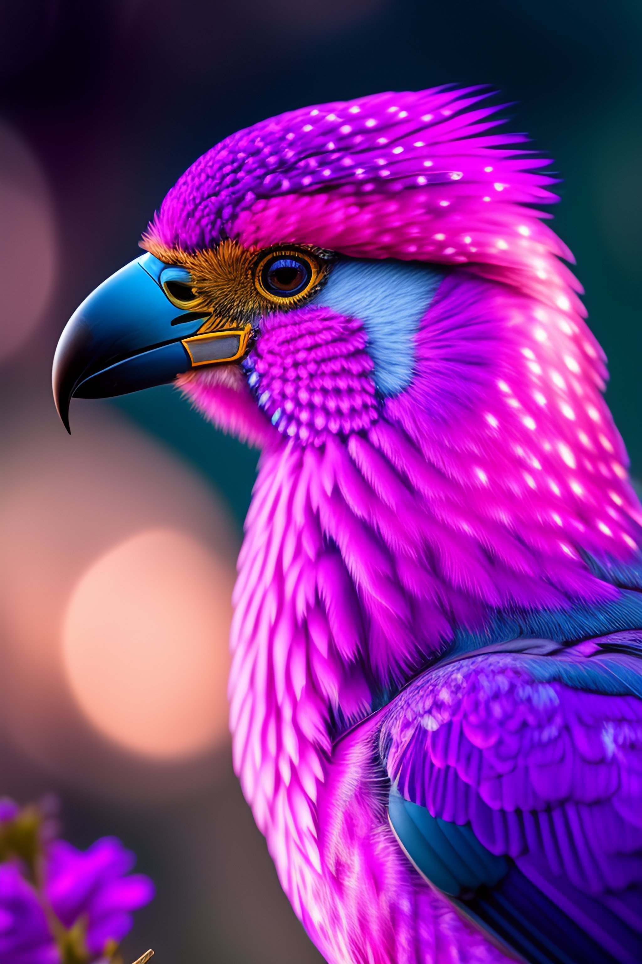 Lexica - Shimmering sparkling crystalline magenta bird, gorgeous ...