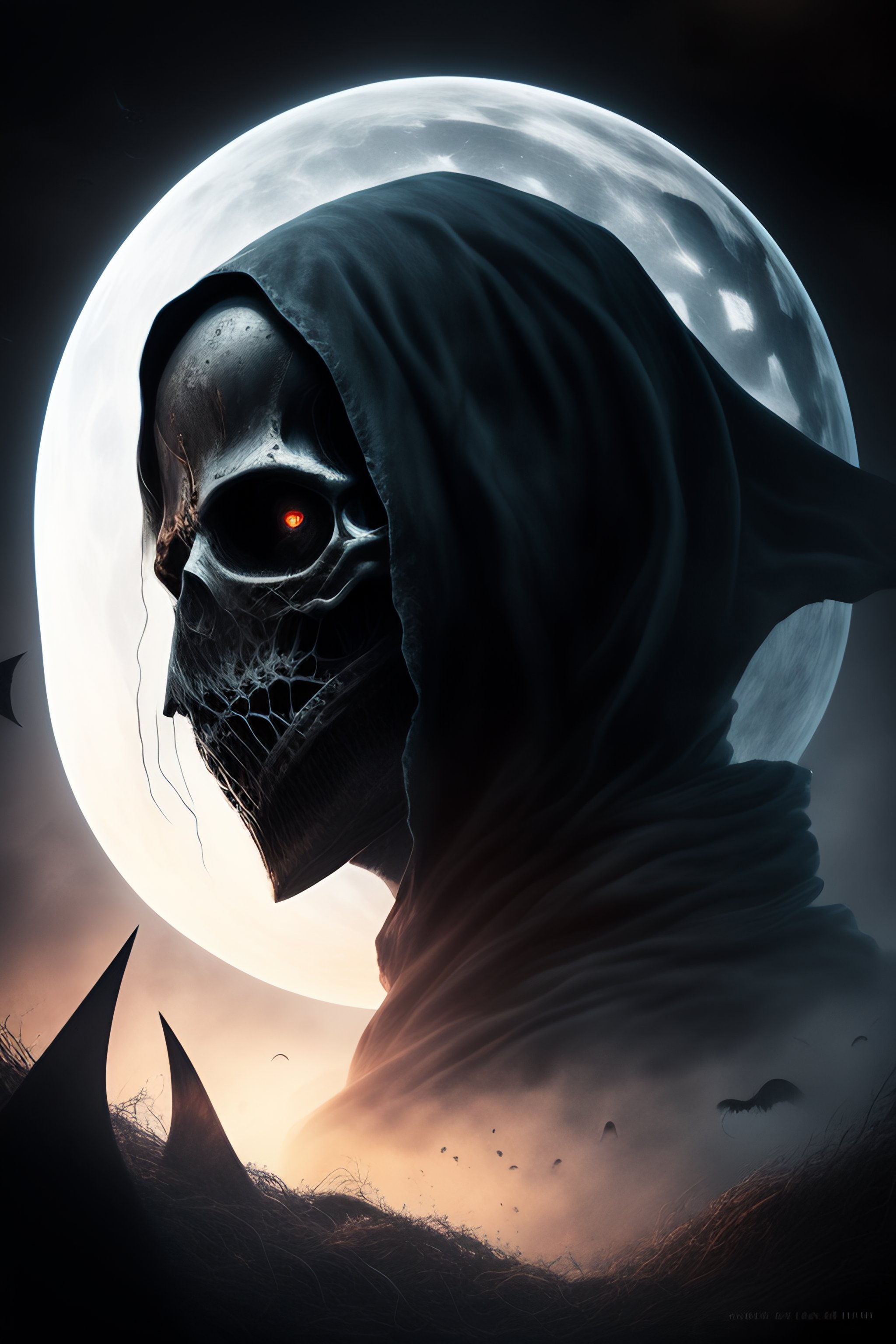 Lexica - Portrait of a scary dementor from Harry Potter, above a pile ...