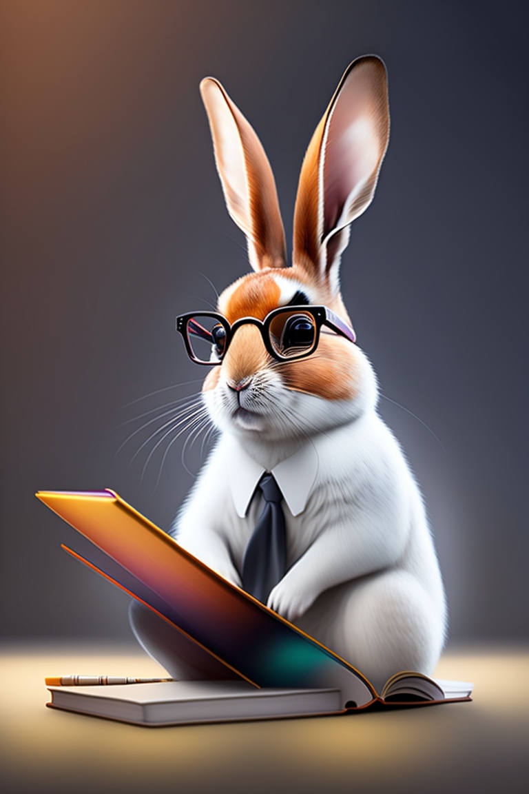 Lexica - A rabbit dressed in a sleek suit, sitting in front of a ...
