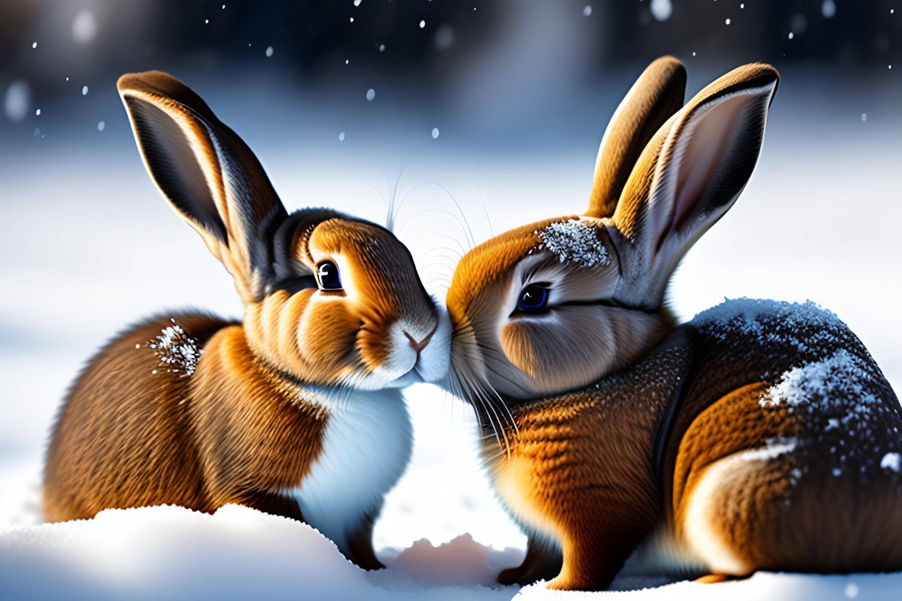 Lexica - Bunnies kissing in the snow