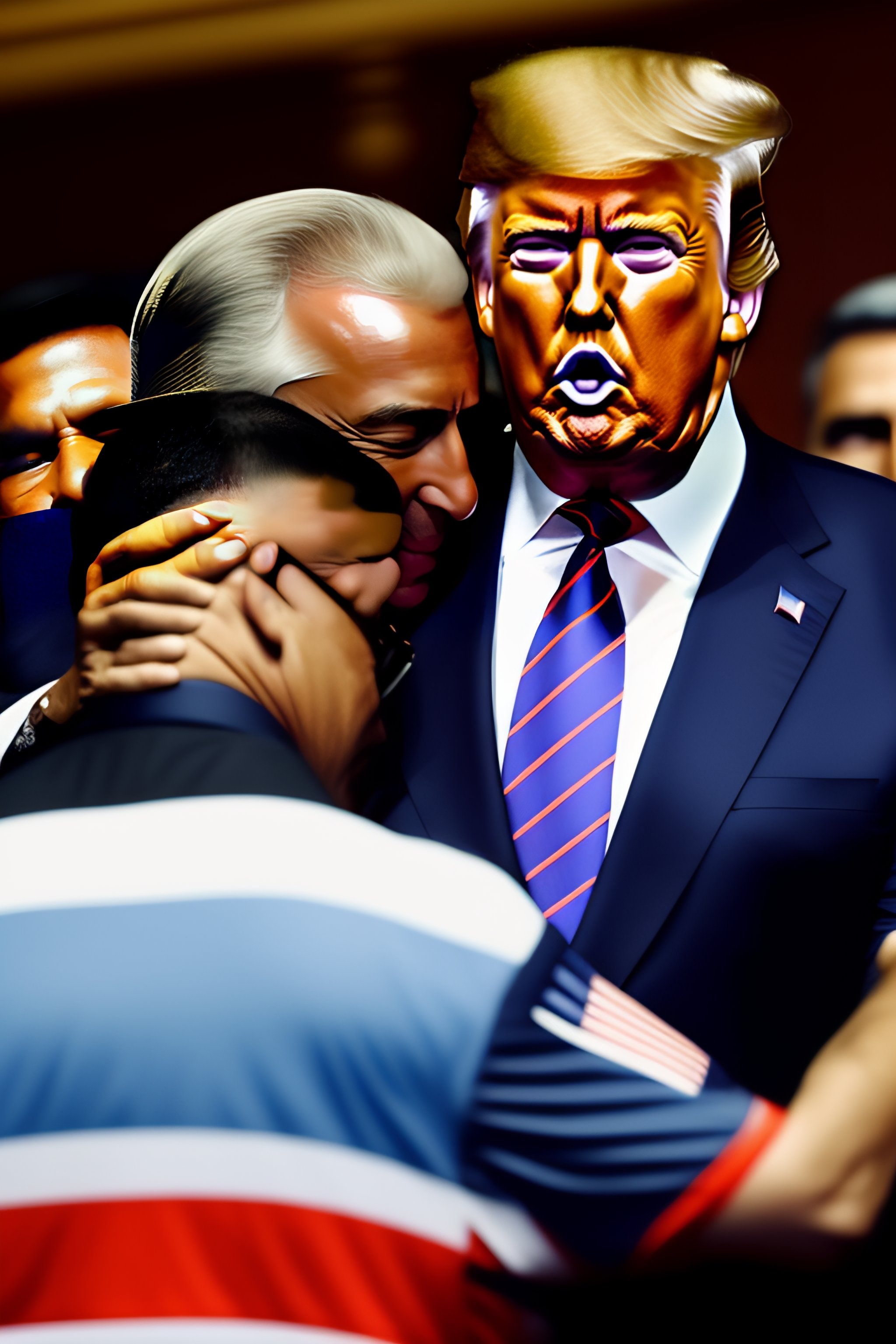 Lexica - Donald Trump hugging a Mexican immigrant