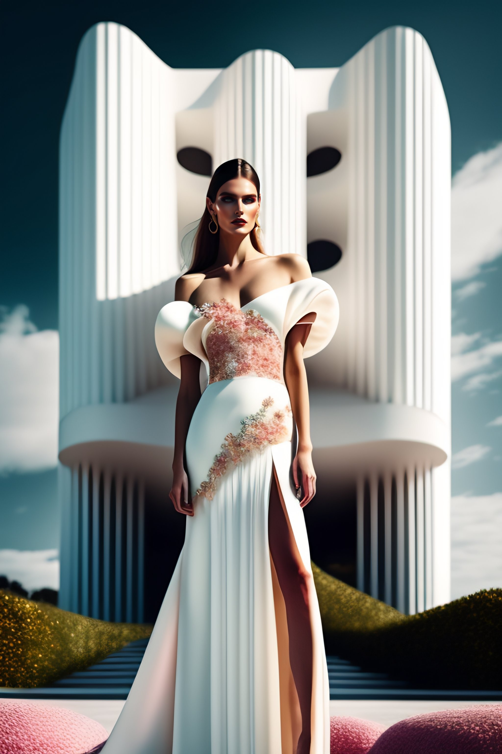 Lexica - Hyperrealistic Haute Couture Fashion Model wearing summer ...
