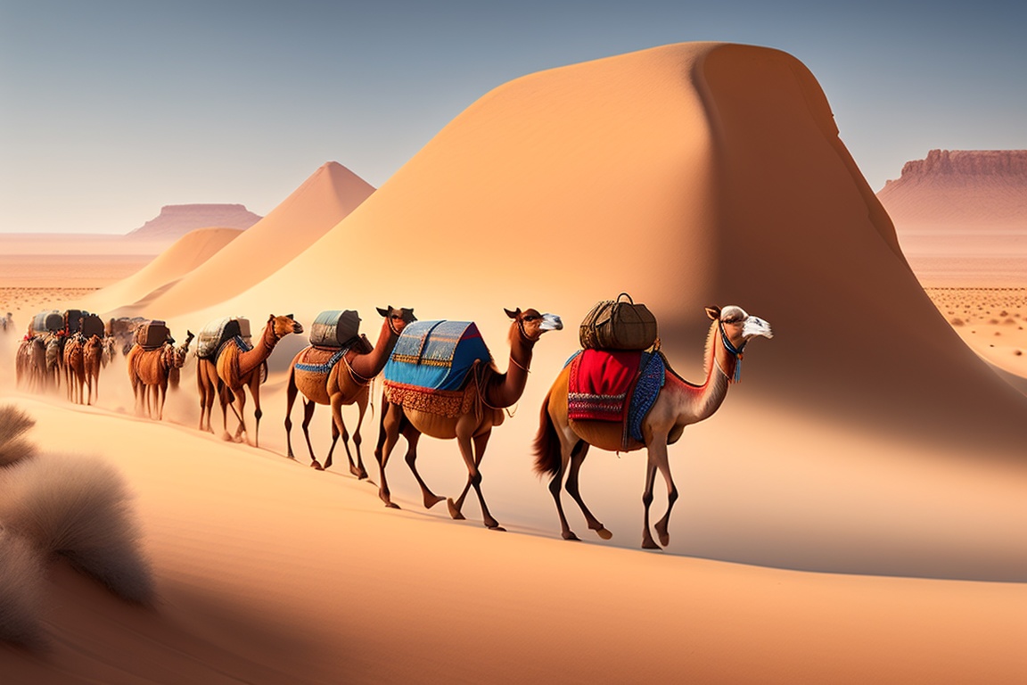 Lexica - An impressive view of a caravan of people and their camels ...