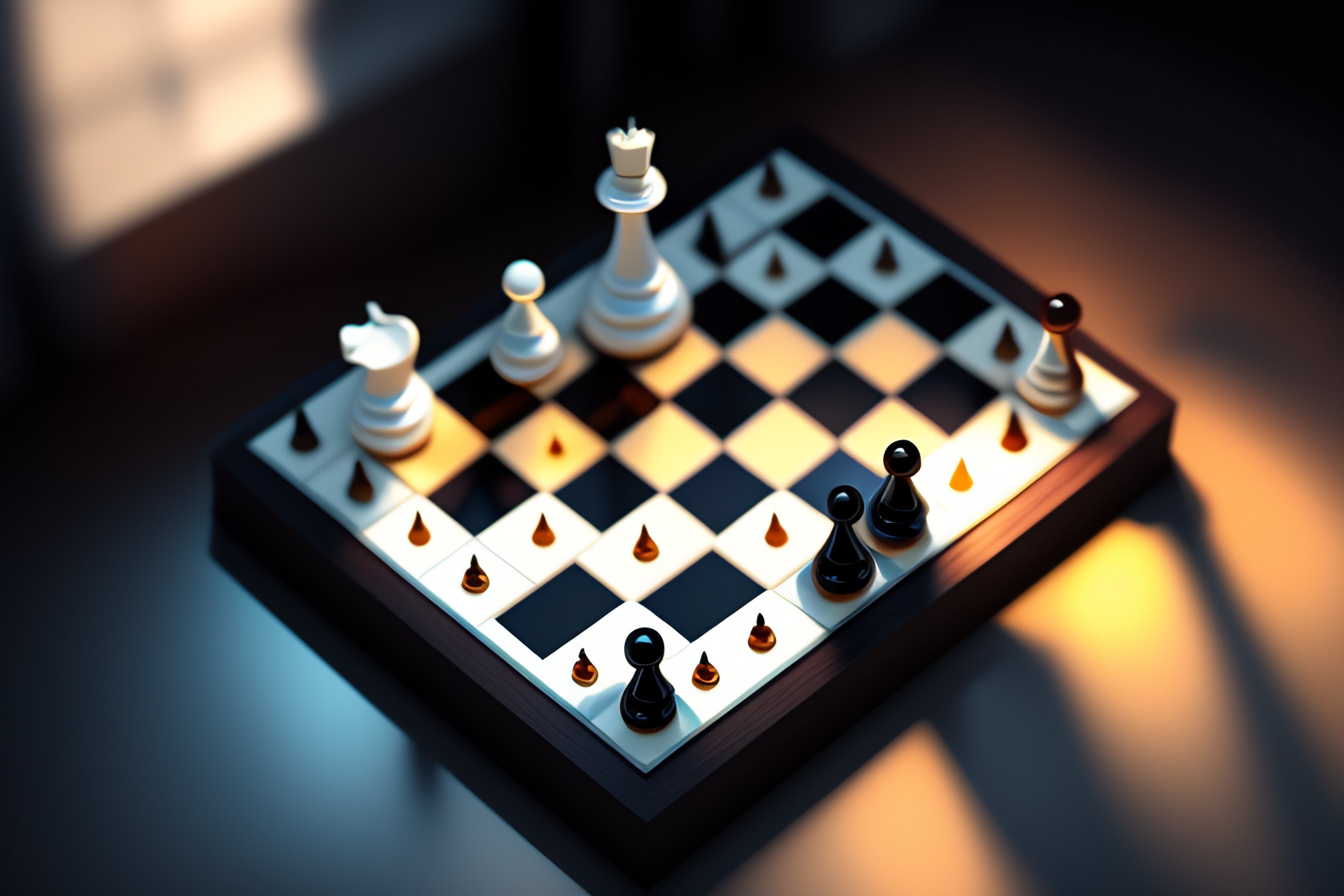 Lexica - A top view of a chess board with a chess timer, impressionist ...